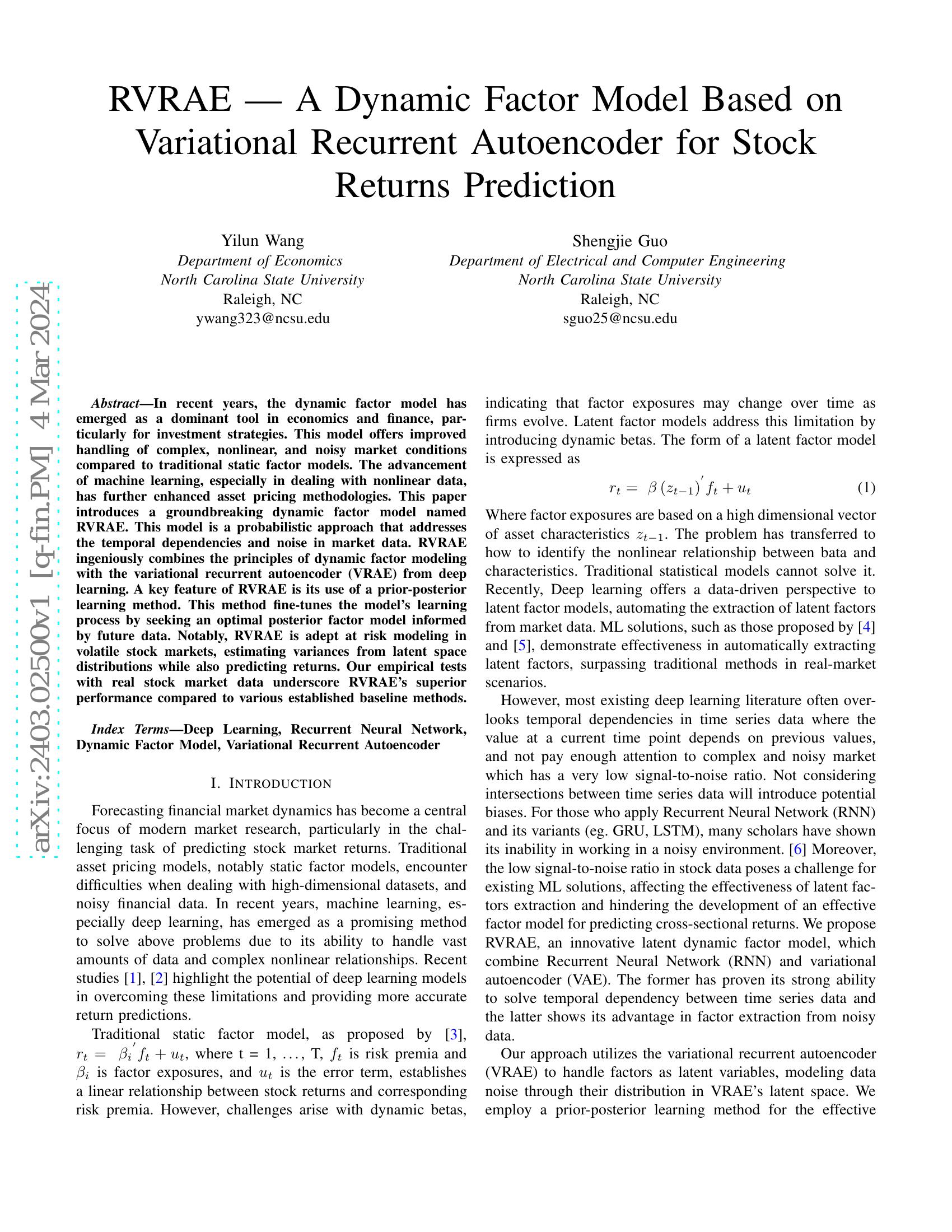 RVRAE: A Dynamic Factor Model Based on Variational Recurrent Autoencoder for Stock Returns ...