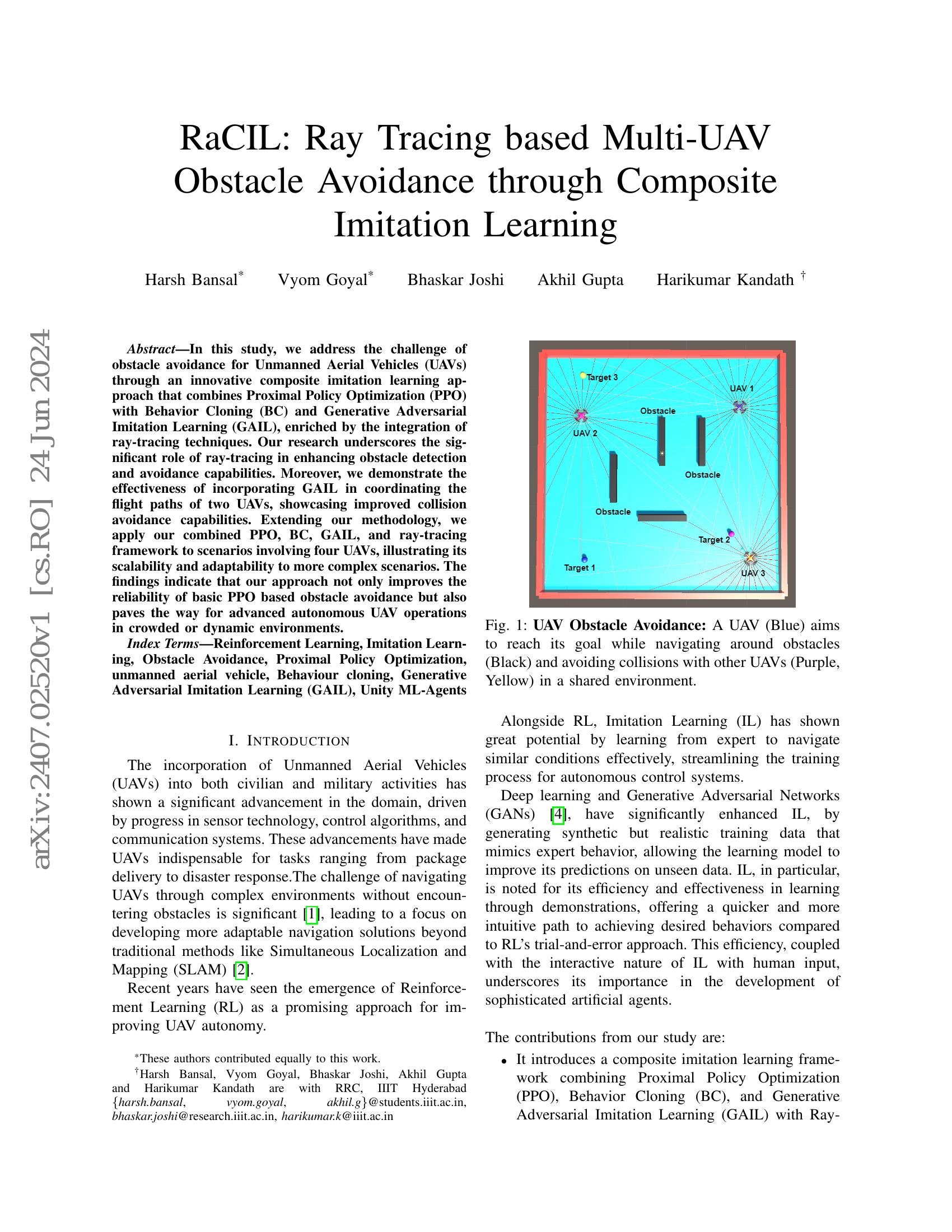 RaCIL: Ray Tracing based Multi-UAV Obstacle Avoidance through Composite ...