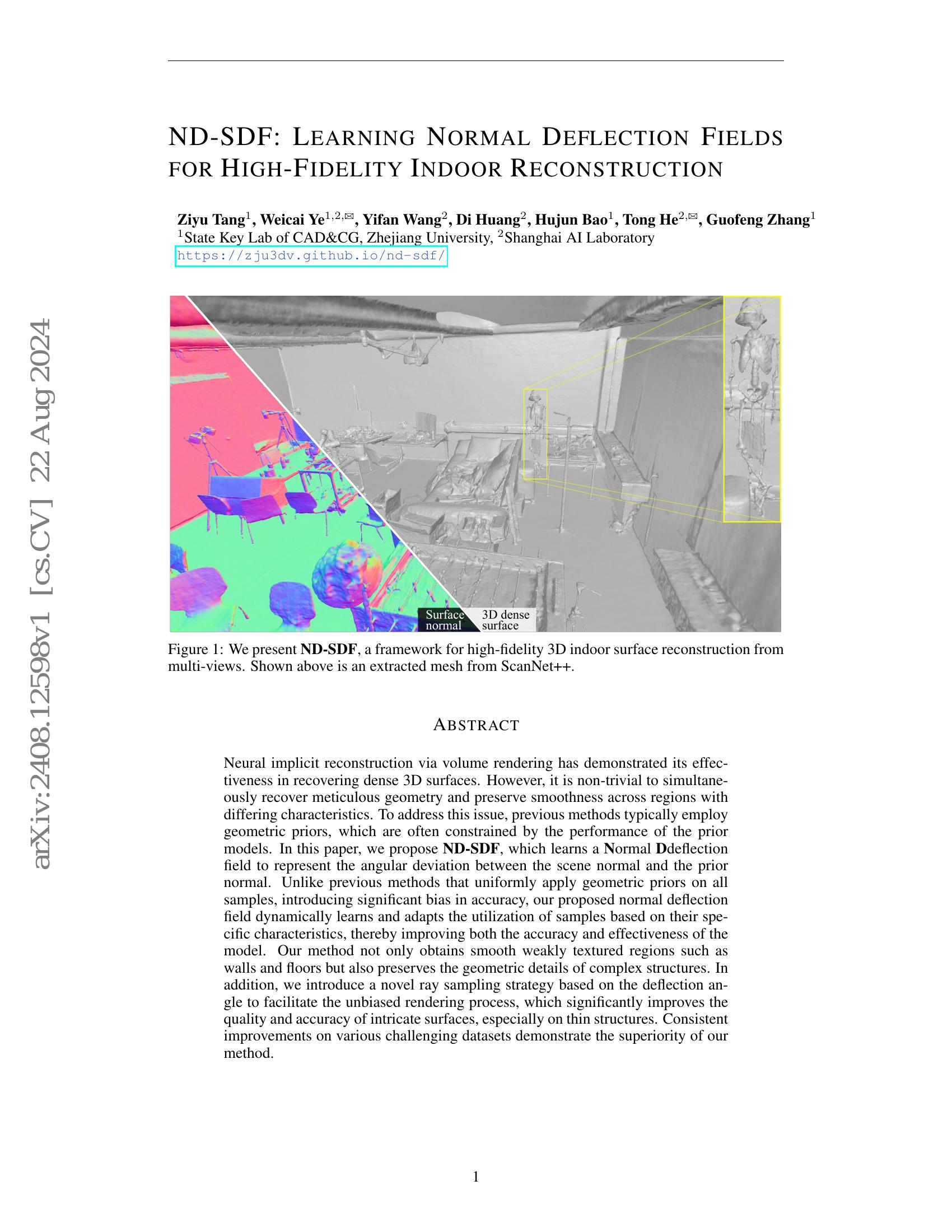 ND-SDF: Learning Normal Deflection Fields for High-Fidelity Indoor ...