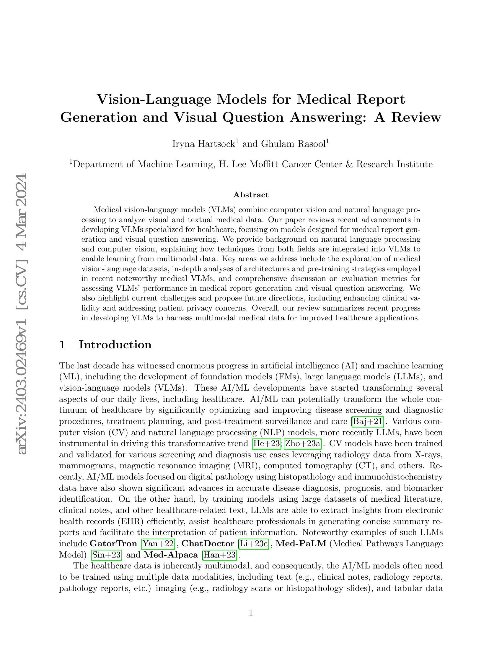 Vision-Language Models for Medical Report Generation and Visual ...