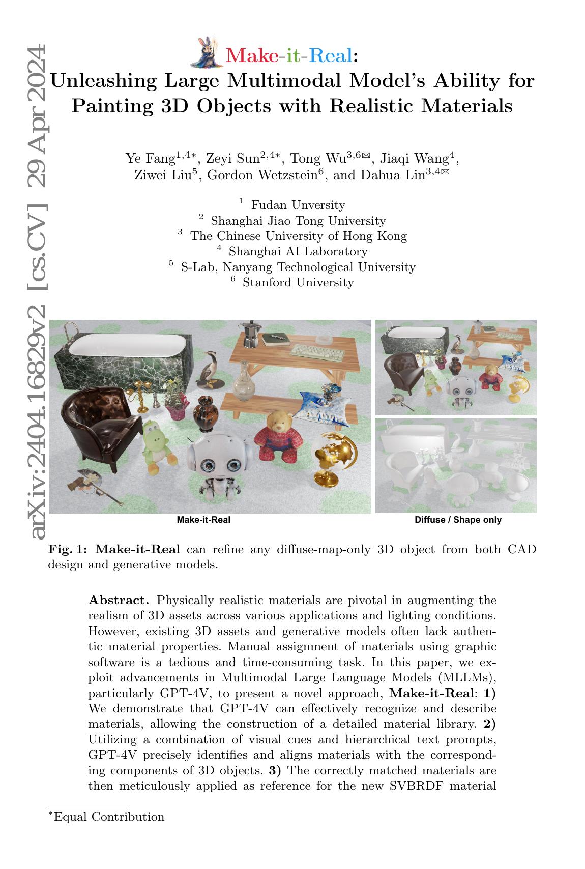 Make-it-Real: Unleashing Large Multimodal Model's Ability for Painting 3D Objects with Realistic ...