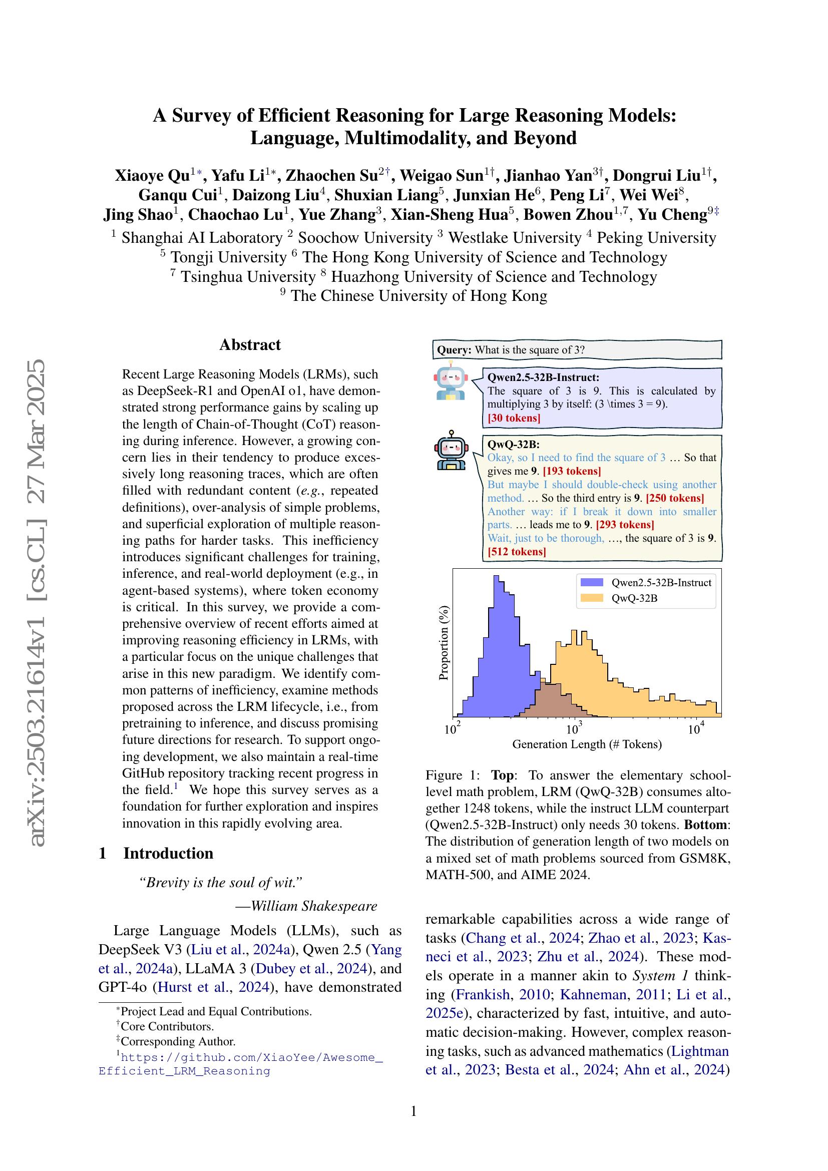 A Survey of Efficient Reasoning for Large Reasoning Models: Language, Multimodality, and Beyond ...