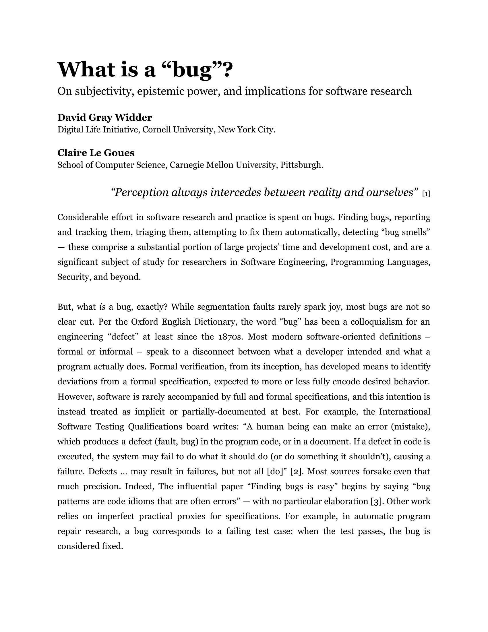 What is a "bug"? On subjectivity, epistemic power, and implications for ...