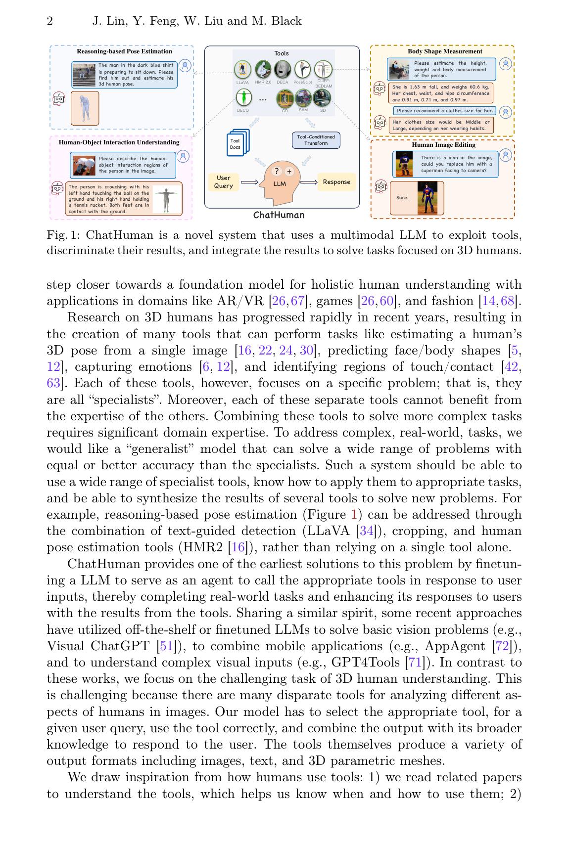 ChatHuman: Language-driven 3D Human Understanding with Retrieval-Augmented Tool Reasoning - 智源社区论文