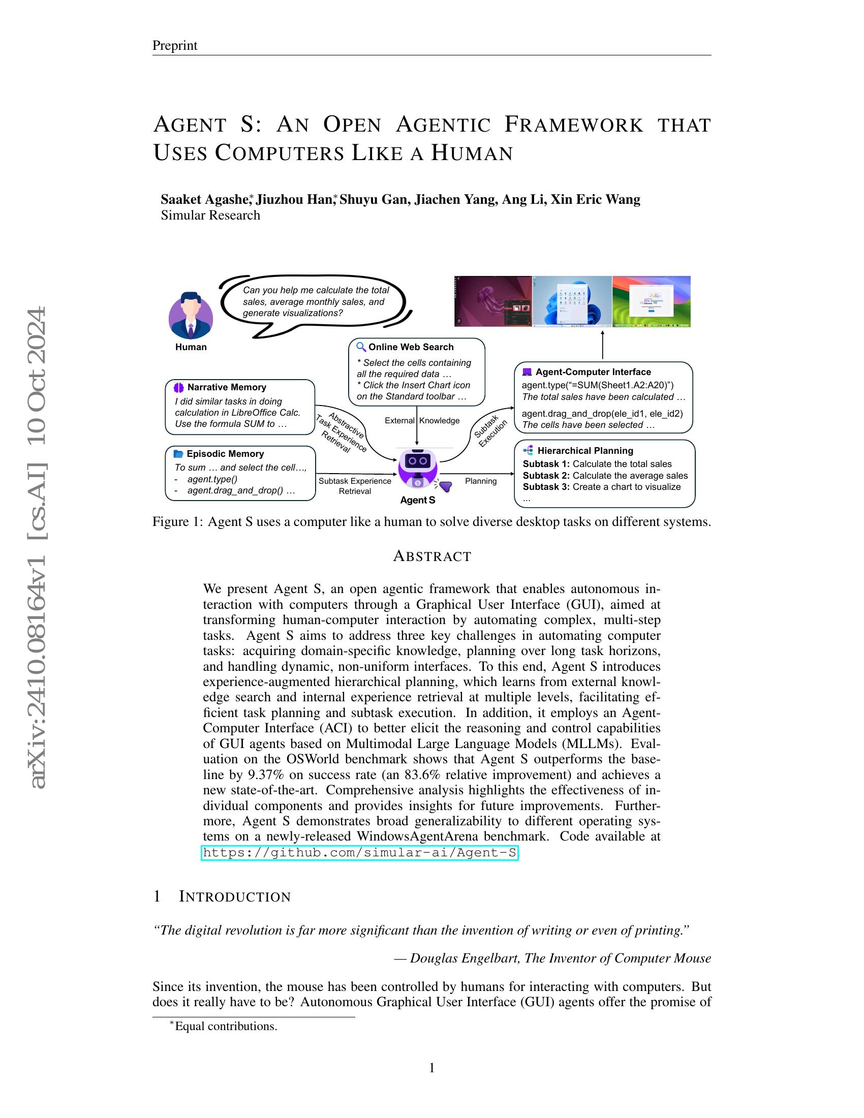 Agent S: An Open Agentic Framework that Uses Computers Like a Human - 智 ...