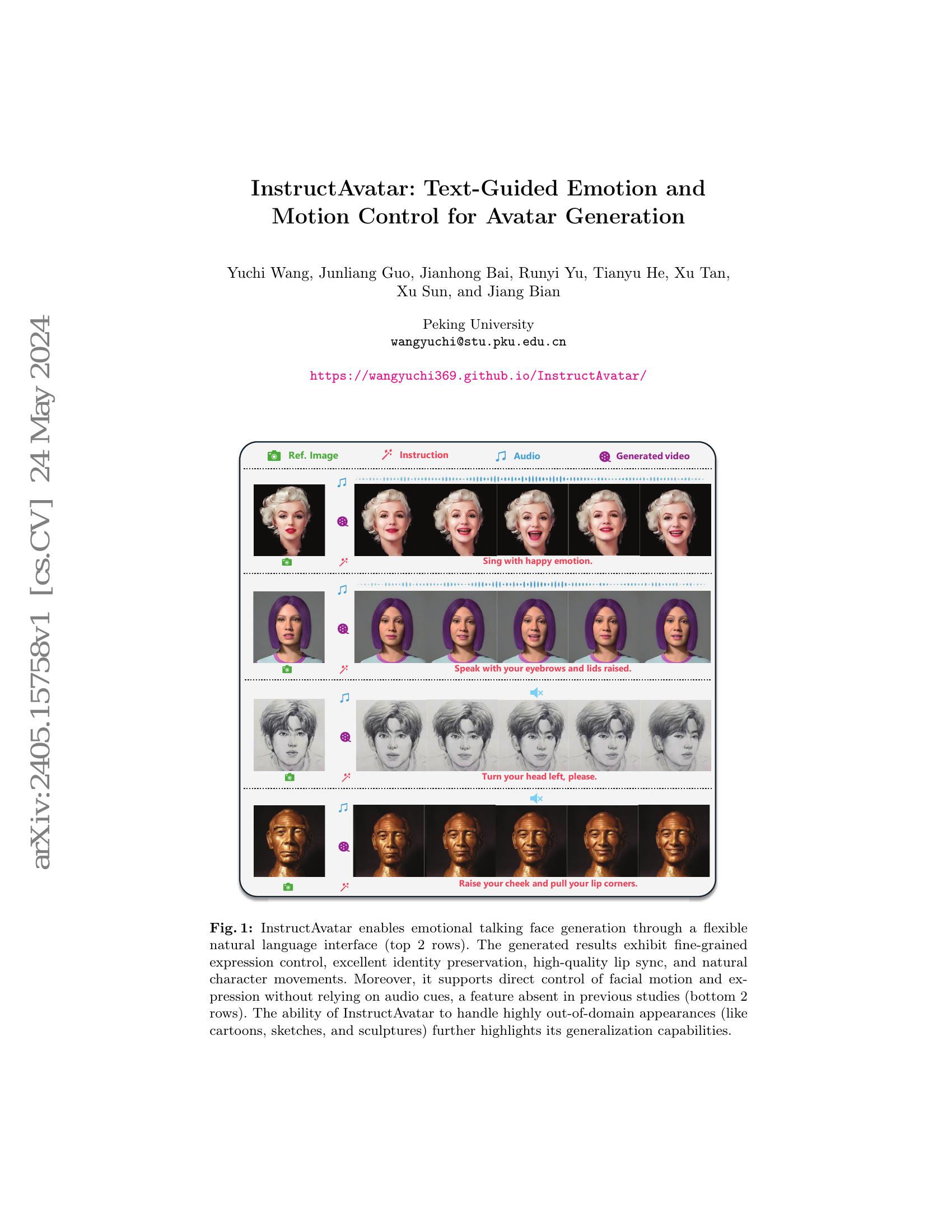 InstructAvatar: Text-Guided Emotion and Motion Control for Avatar ...
