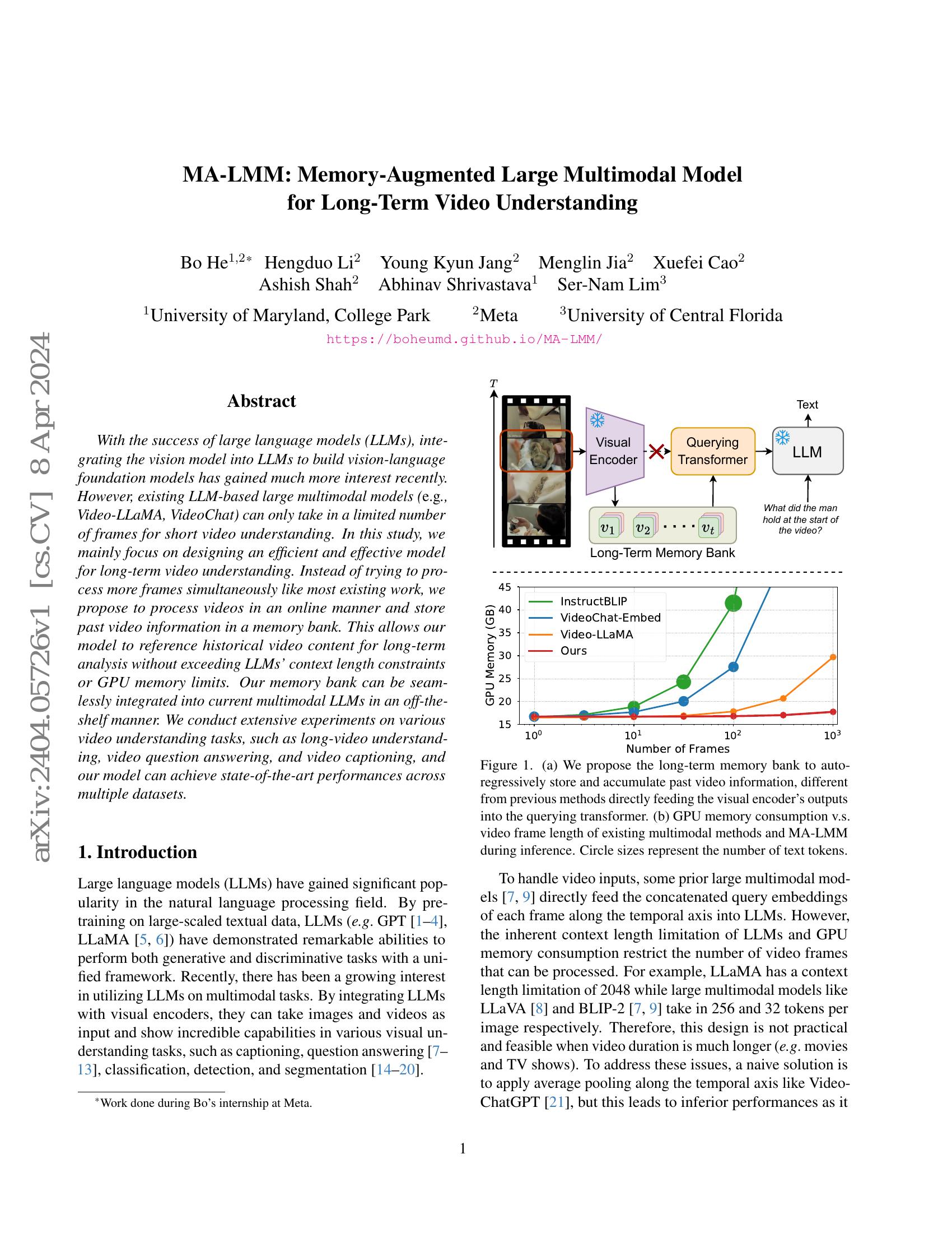 MA-LMM: Memory-Augmented Large Multimodal Model for Long-Term Video ...