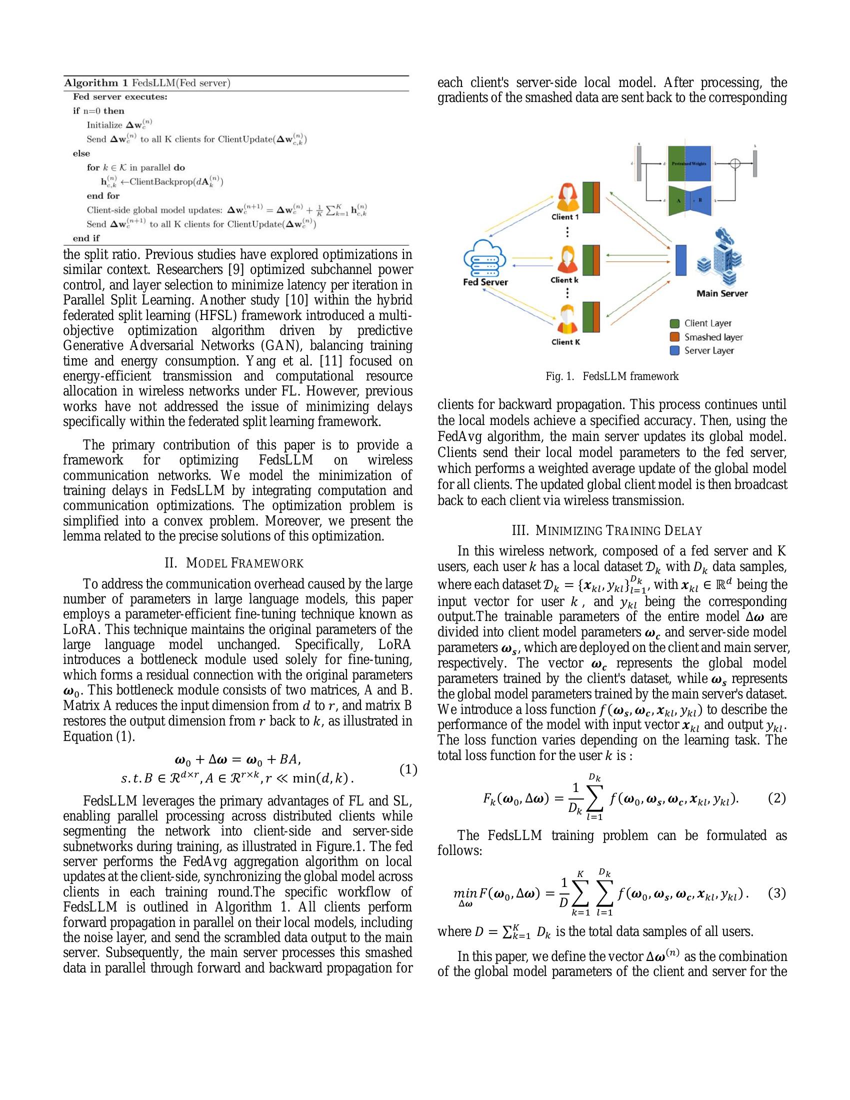 FedsLLM: Federated Split Learning for Large Language Models over Communication Networks - 智源社区论文