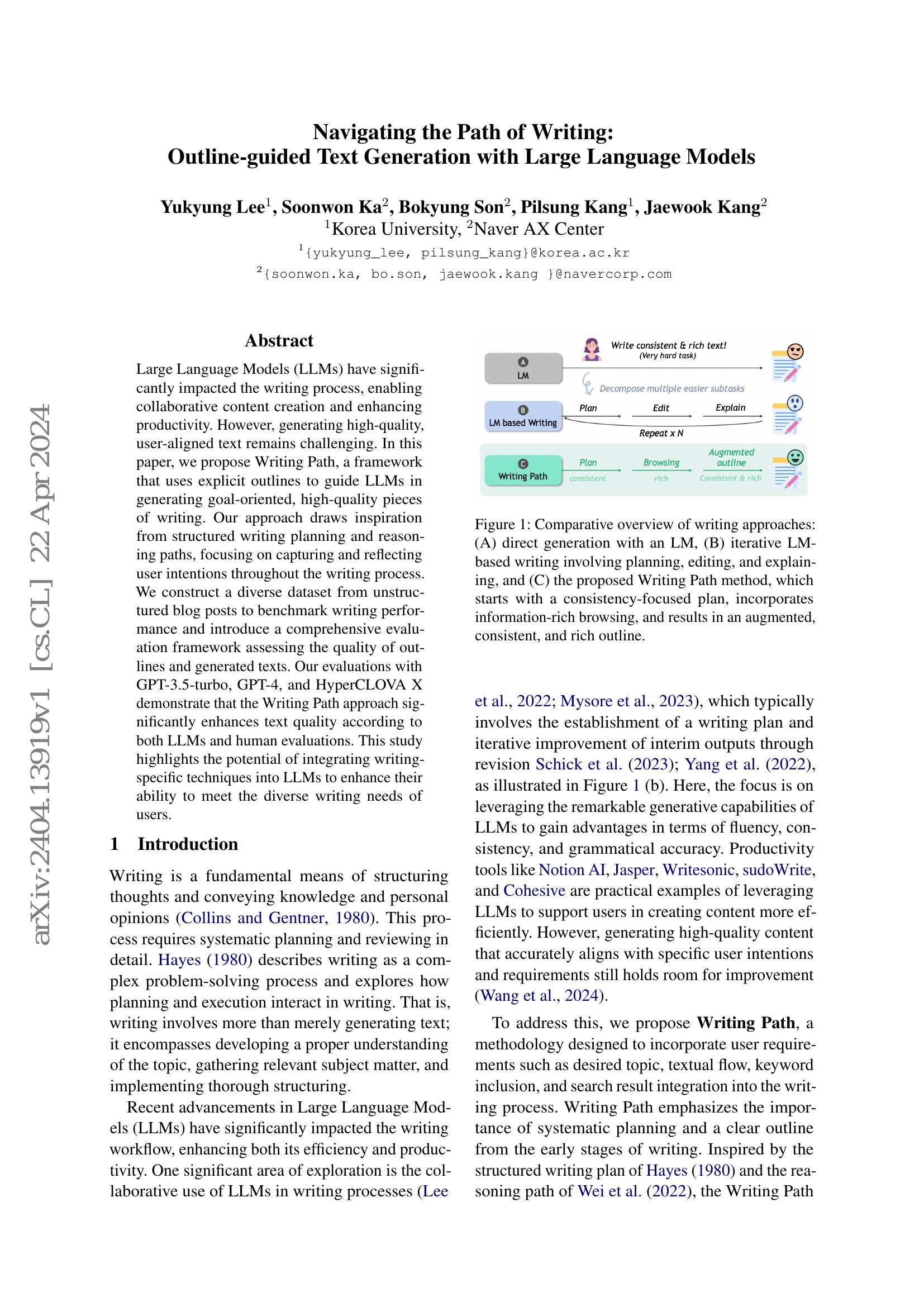 Navigating the Path of Writing: Outline-guided Text Generation with Large Language Models - 智源社区论文