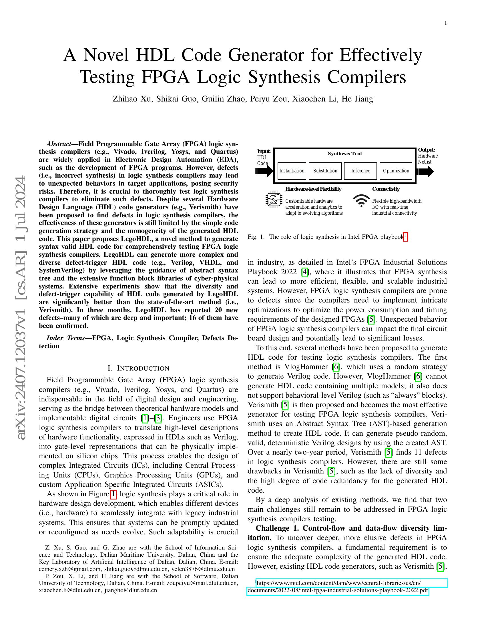 A Novel Hdl Code Generator For Effectively Testing Fpga Logic Synthesis Compilers 智源社区论文