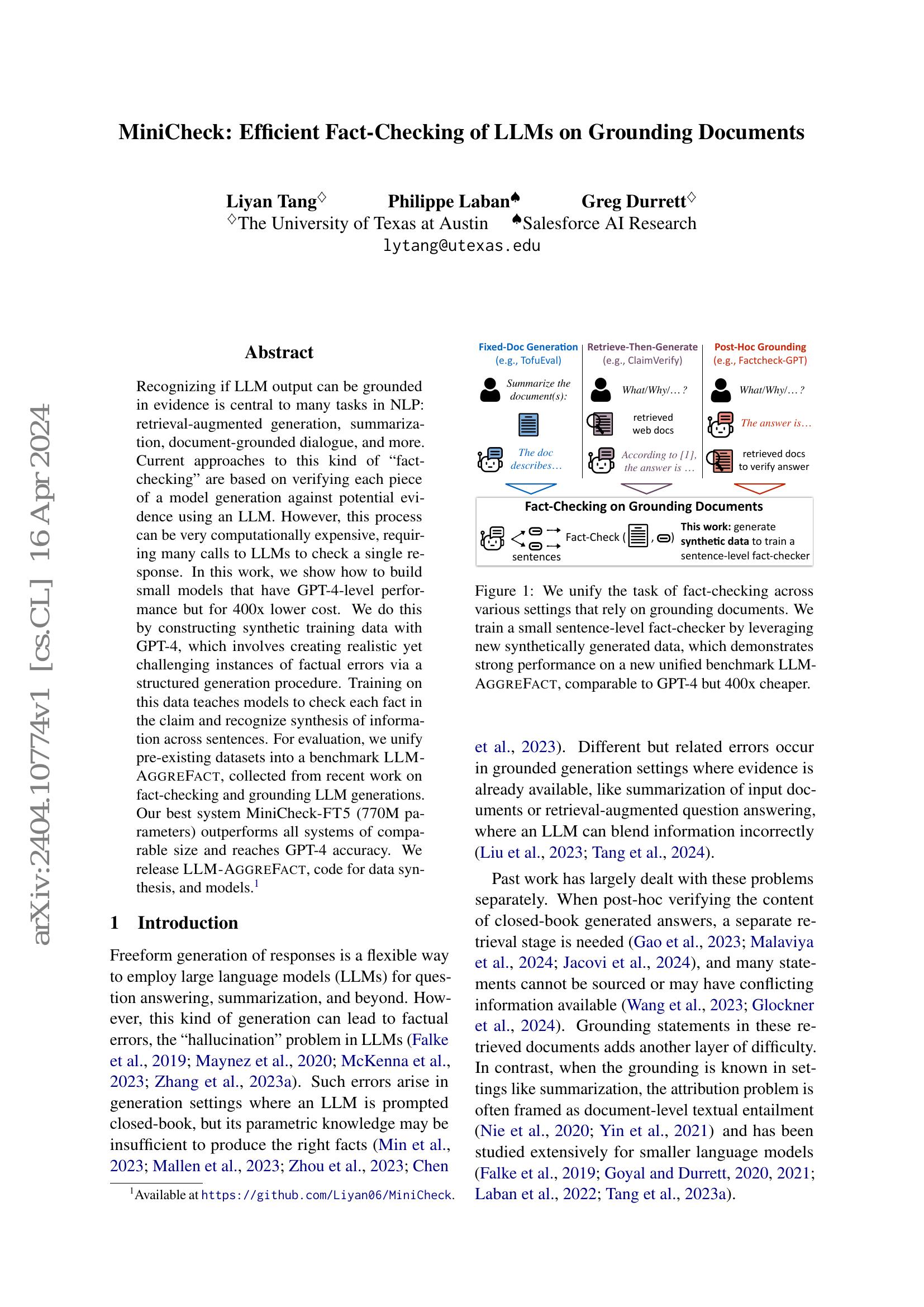 MiniCheck: Efficient Fact-Checking of LLMs on Grounding Documents - 智源社区论文