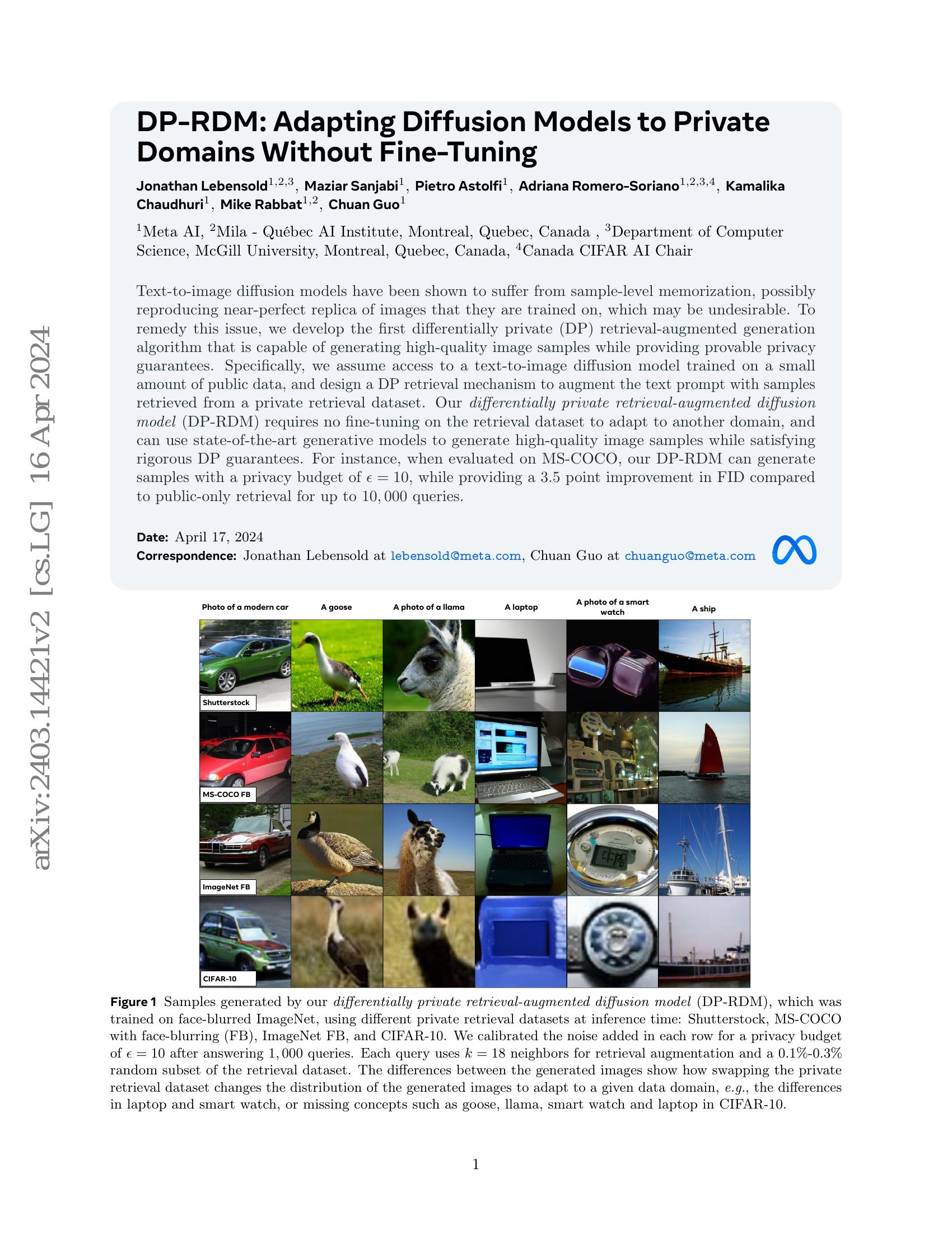 DP-RDM: Adapting Diffusion Models to Private Domains Without Fine ...