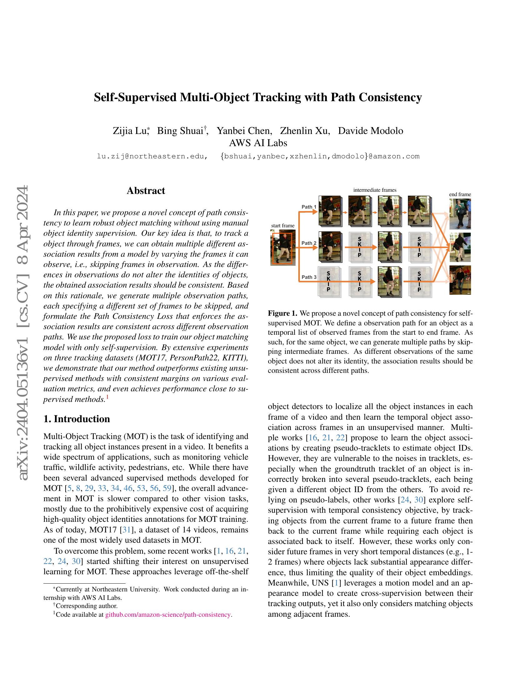 Self-Supervised Multi-Object Tracking with Path Consistency - 智源社区论文
