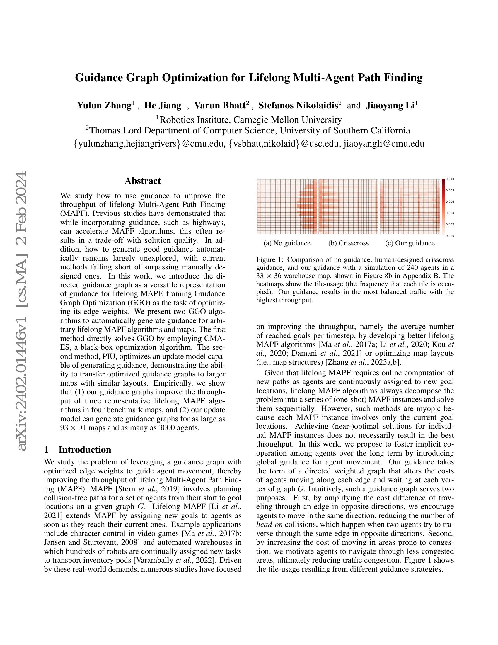 Guidance Graph Optimization for Lifelong Multi-Agent Path Finding - 智源社区论文