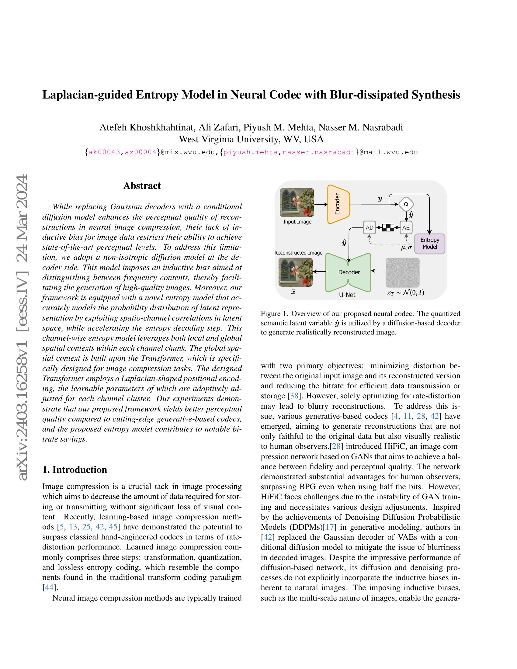Laplacian-guided Entropy Model in Neural Codec with Blur-dissipated Synthesis - 智源社区论文
