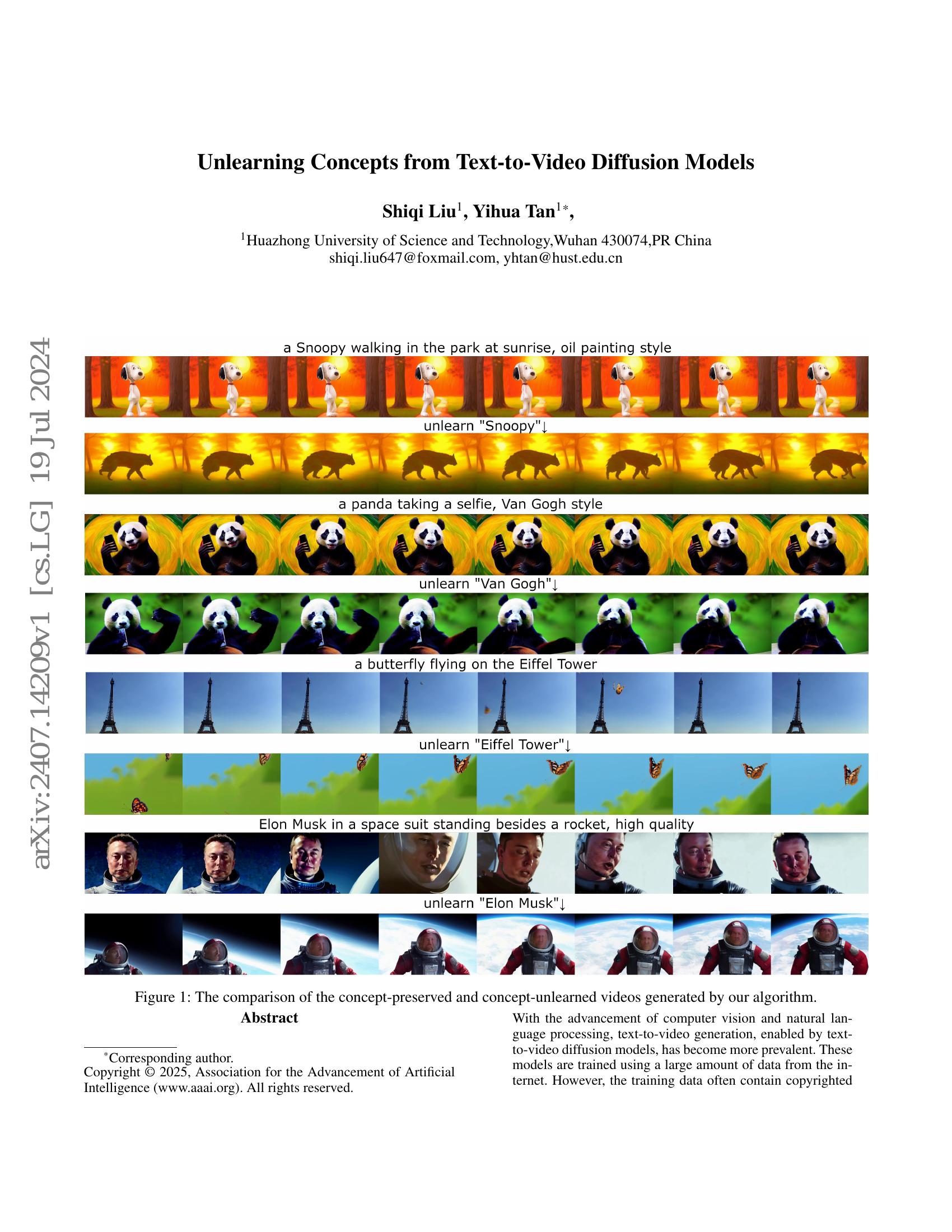 Unlearning Concepts from Text-to-Video Diffusion Models - 智源社区论文