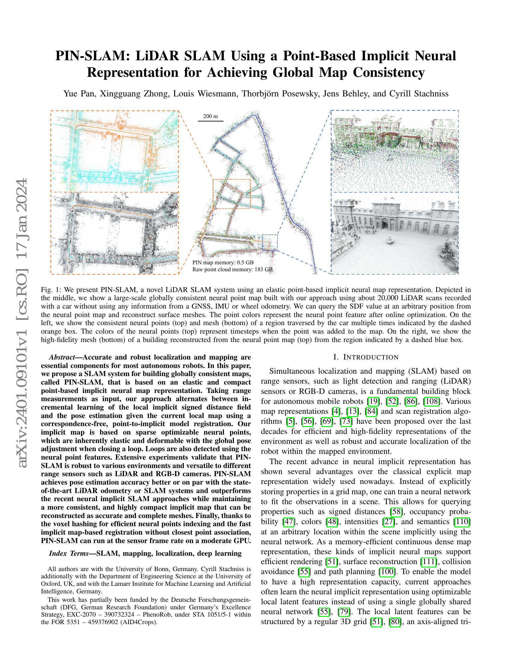 PIN-SLAM: LiDAR SLAM Using a Point-Based Implicit Neural Representation for Achieving Global Map ...