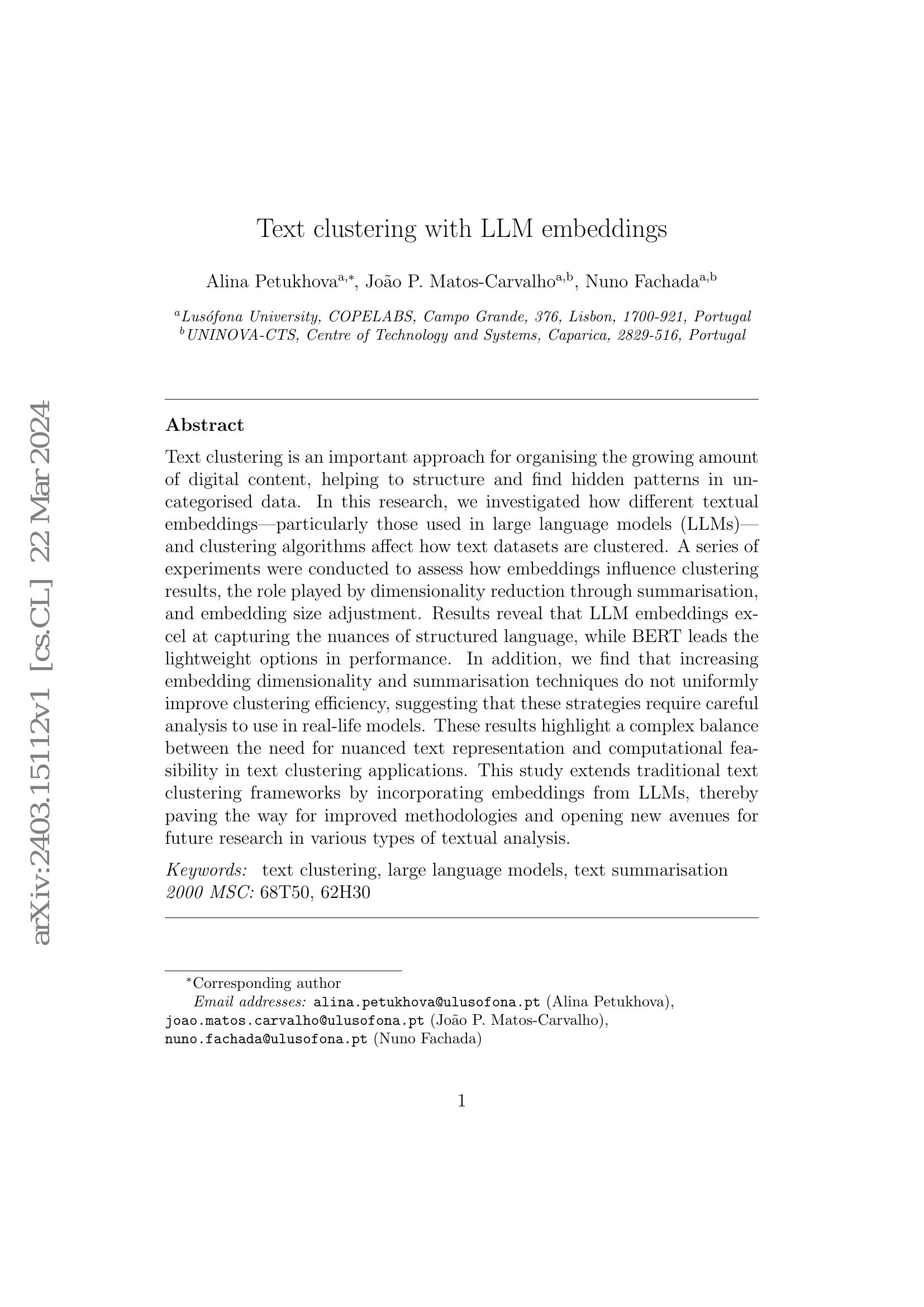 Text clustering with LLM embeddings - 智源社区论文