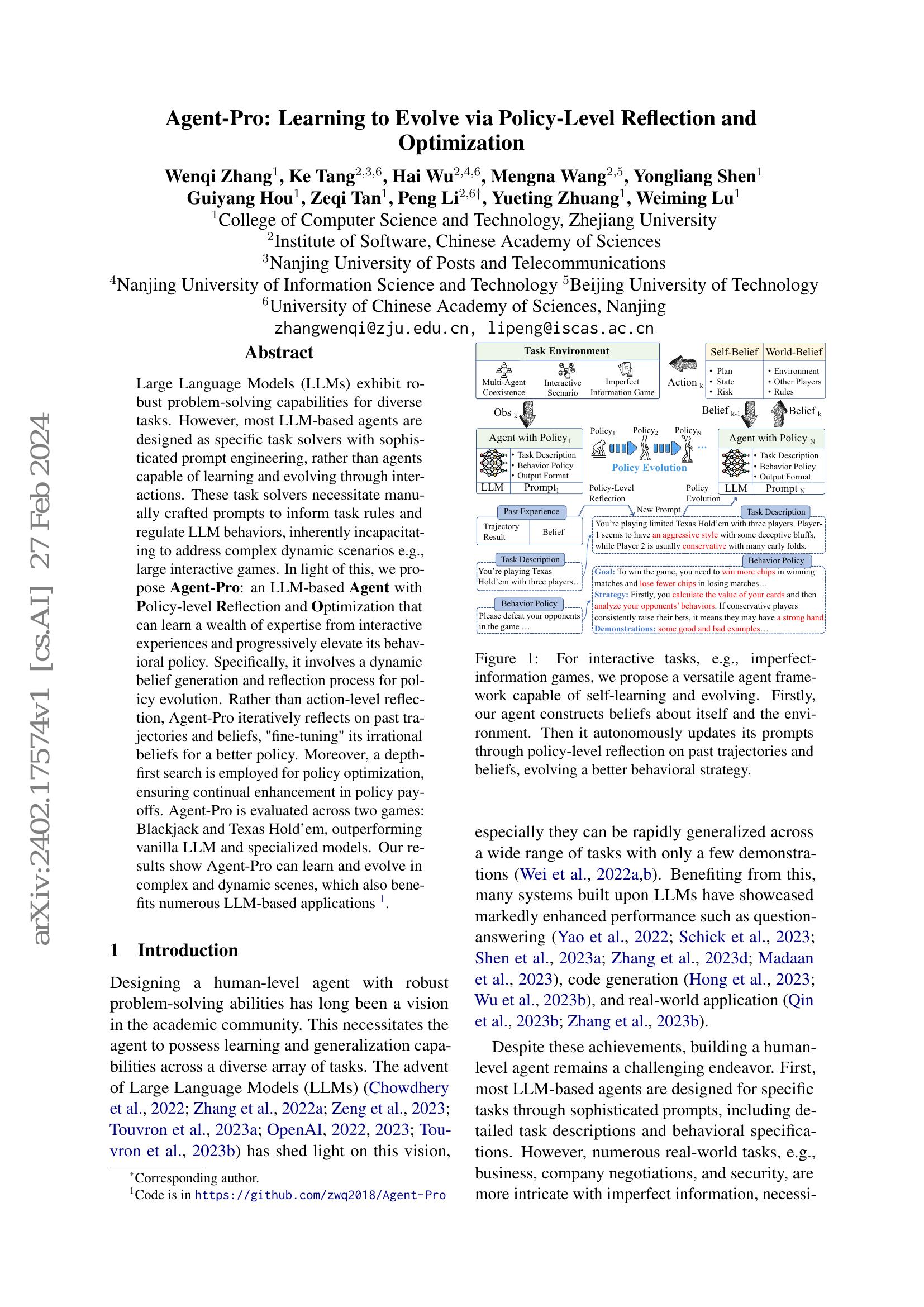 Agent-Pro: Learning to Evolve via Policy-Level Reflection and ...
