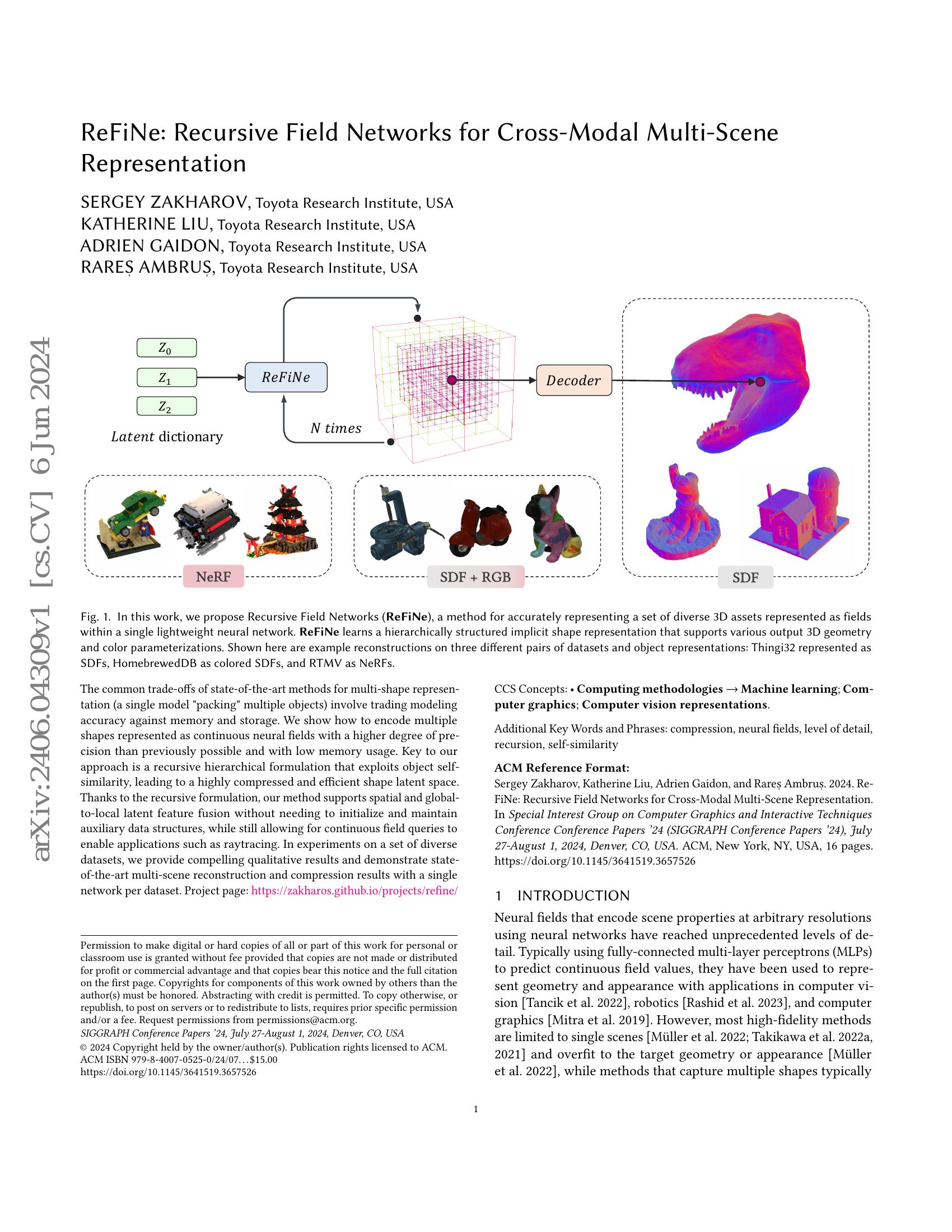 ReFiNe: Recursive Field Networks for Cross-modal Multi-scene Representation - 智源社区论文