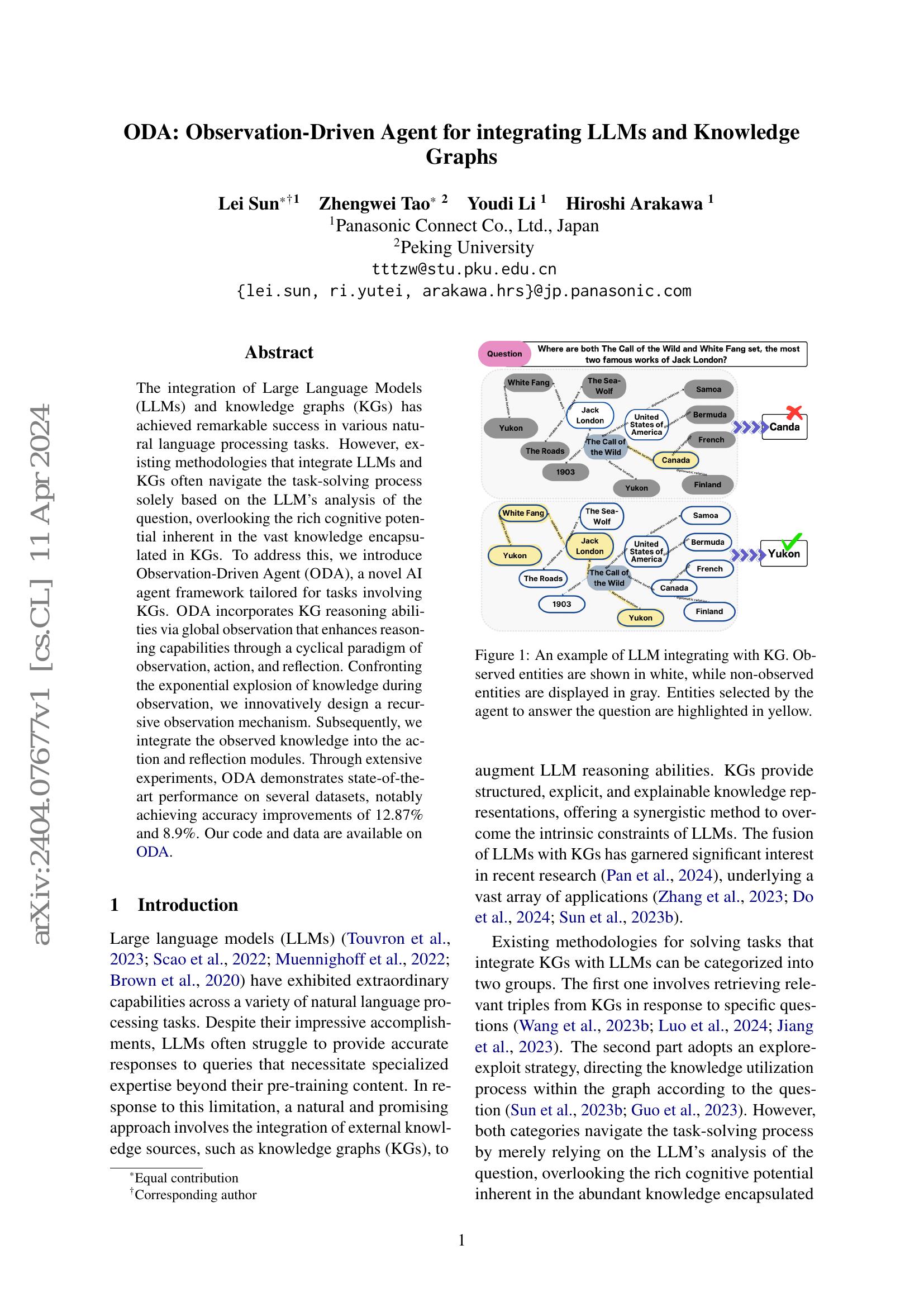 ODA: Observation-Driven Agent for integrating LLMs and Knowledge Graphs ...