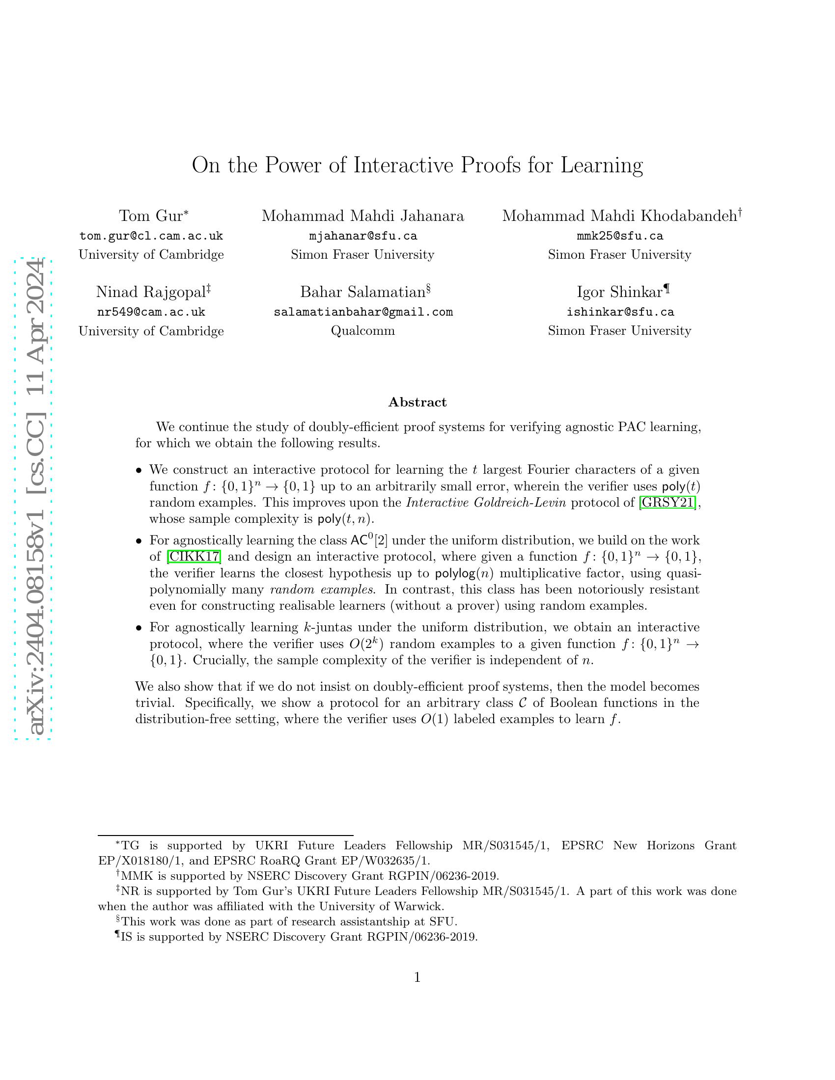 On the Power of Interactive Proofs for Learning - 智源社区论文