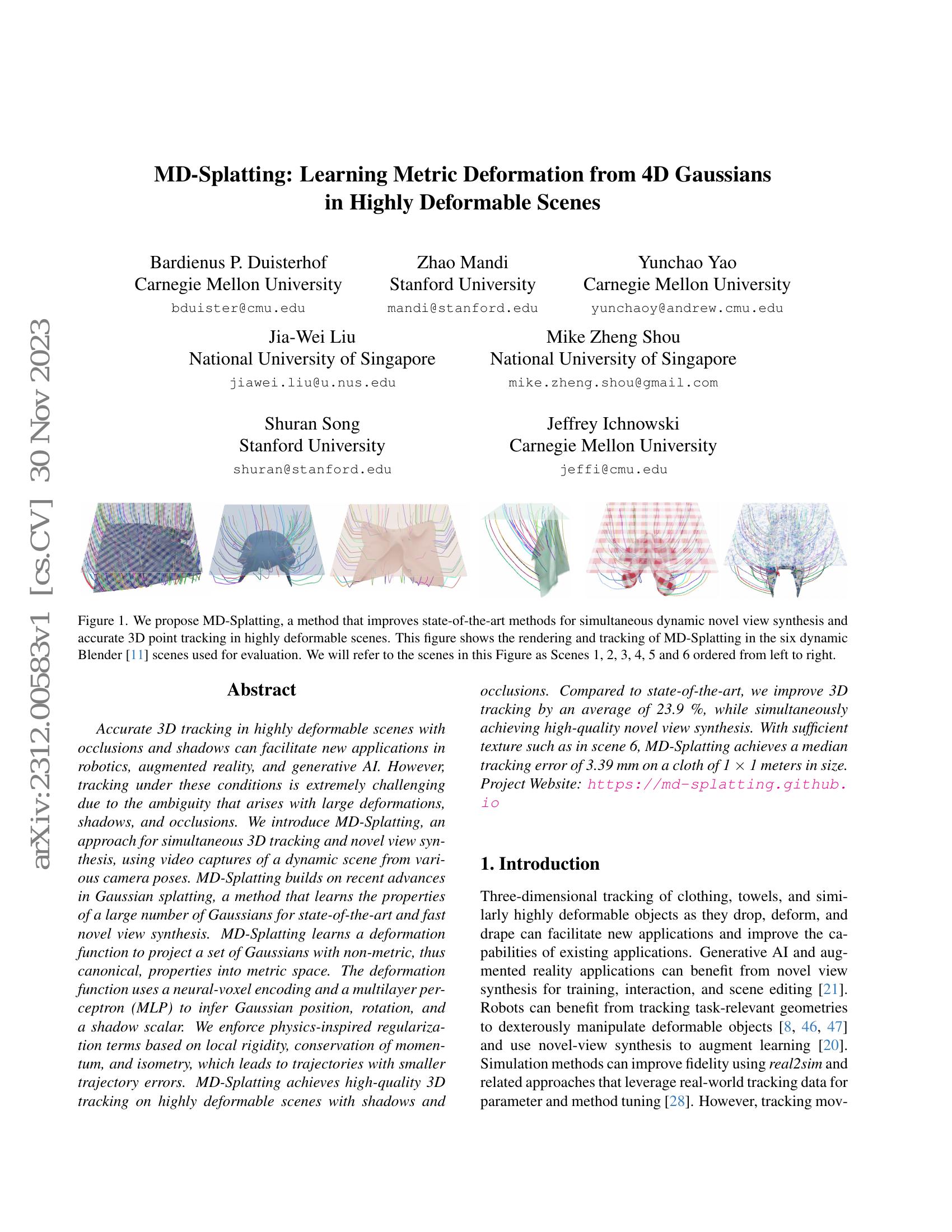 MD-Splatting: Learning Metric Deformation from 4D Gaussians in Highly ...