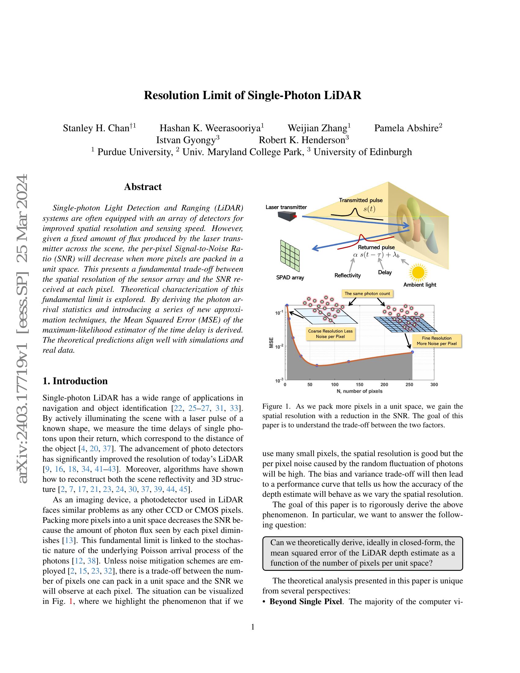 Resolution Limit of Single-Photon LiDAR - 智源社区论文