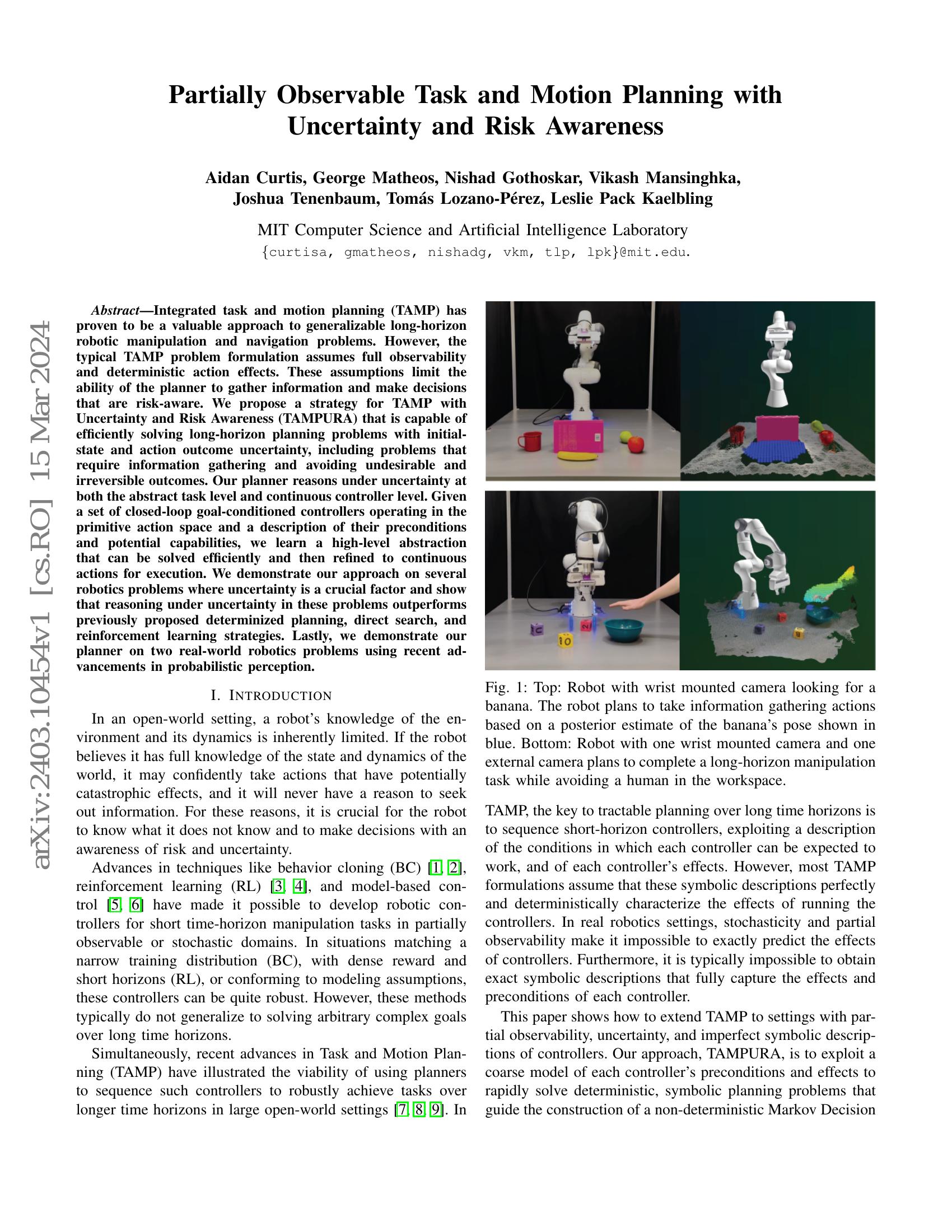 Partially Observable Task and Motion Planning with Uncertainty and Risk Awareness - 智源社区论文
