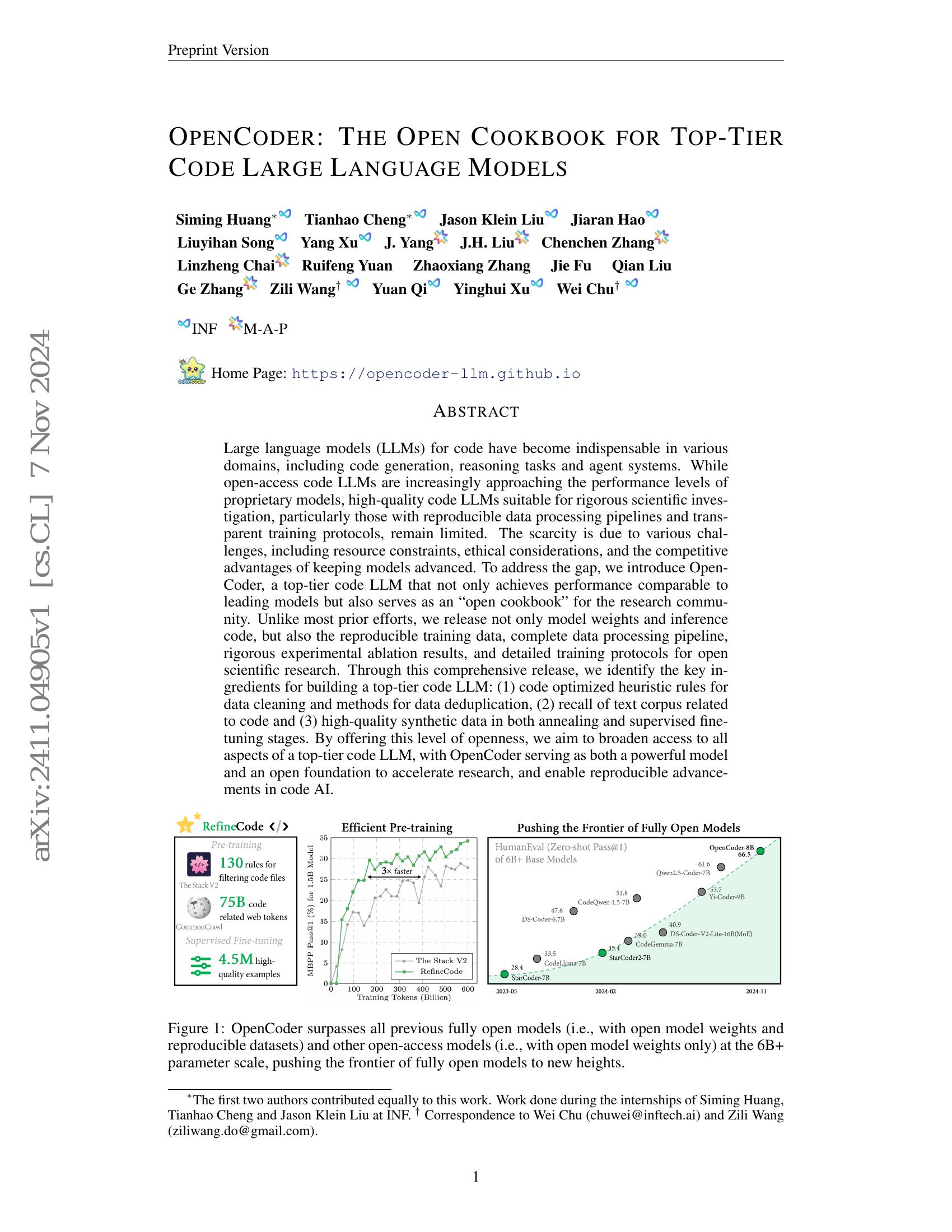 OpenCoder: The Open Cookbook for Top-Tier Code Large Language Models ...