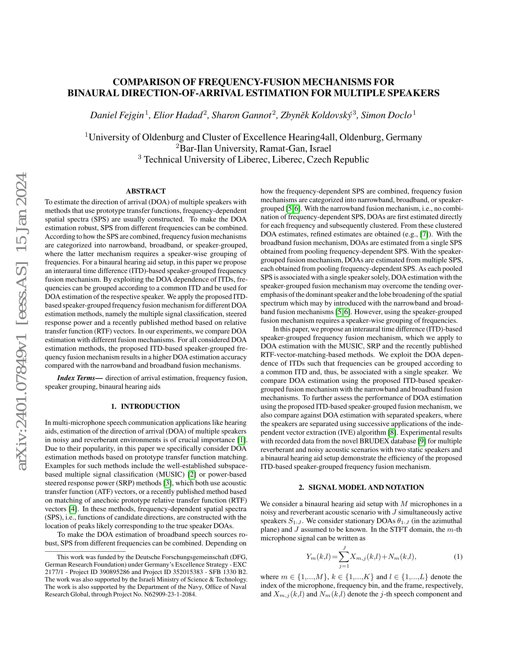 Comparison of Frequency-Fusion Mechanisms for Binaural Direction-of-Arrival Estimation for ...