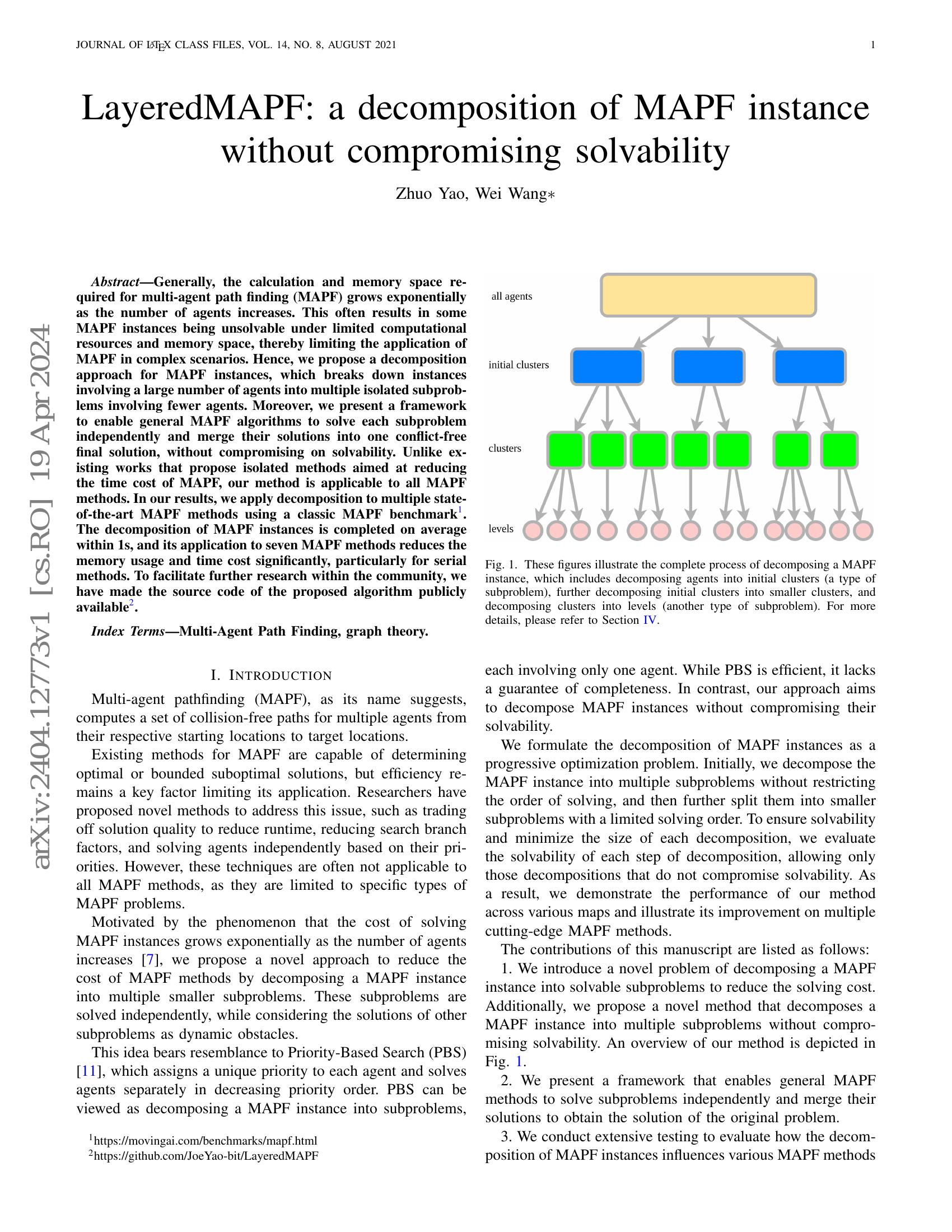 LayeredMAPF: a decomposition of MAPF instance without compromising solvability - 智源社区论文