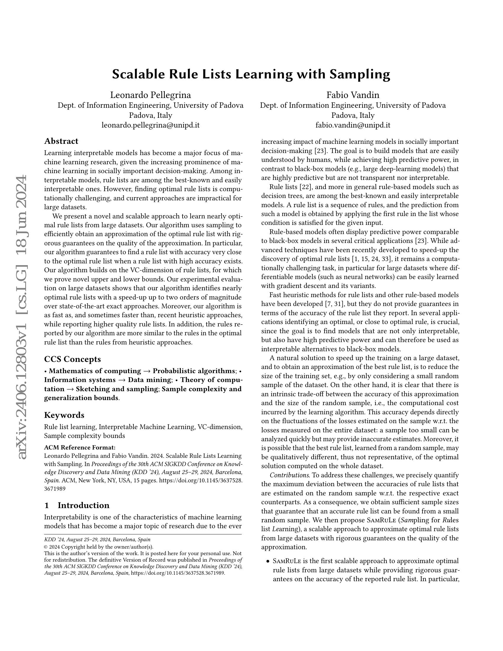Scalable Rule Lists Learning with Sampling - 智源社区论文