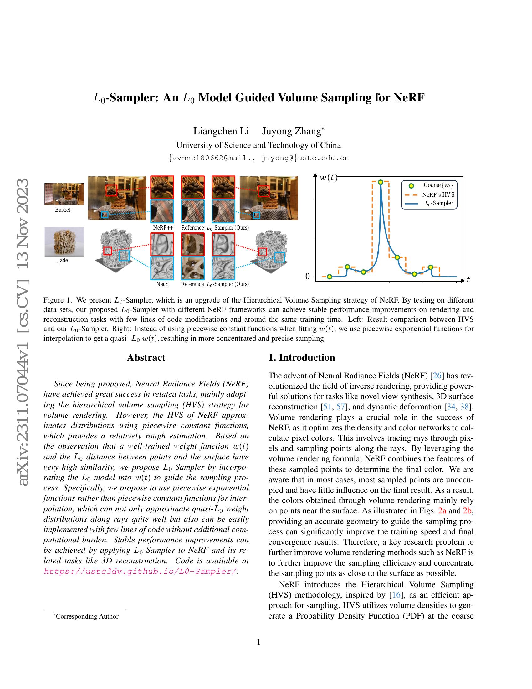 $L_0$-Sampler: An $L_{0}$ Model Guided Volume Sampling for NeRF - 智源社区论文
