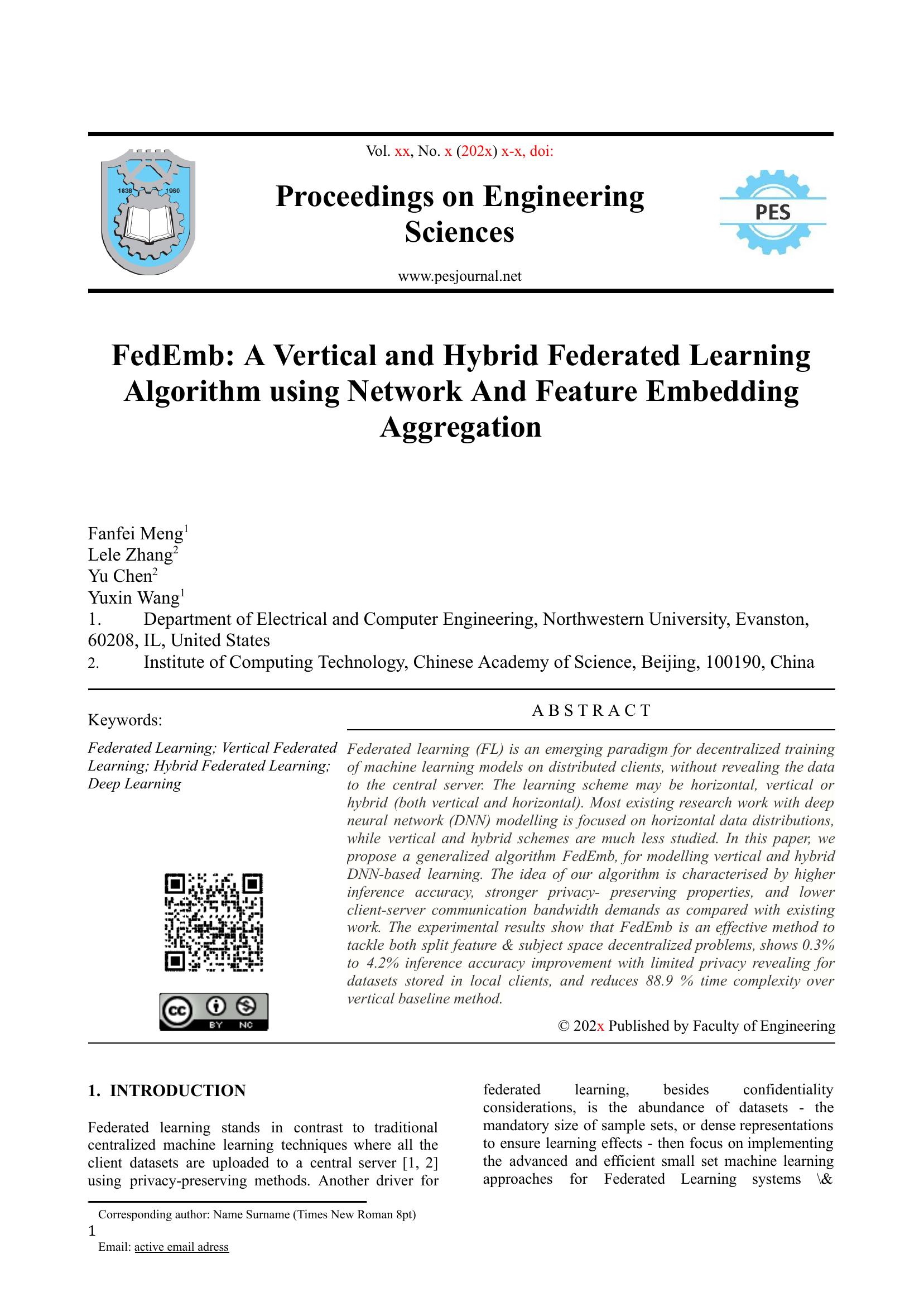 FedEmb: A Vertical and Hybrid Federated Learning Algorithm using Network And Feature Embedding ...