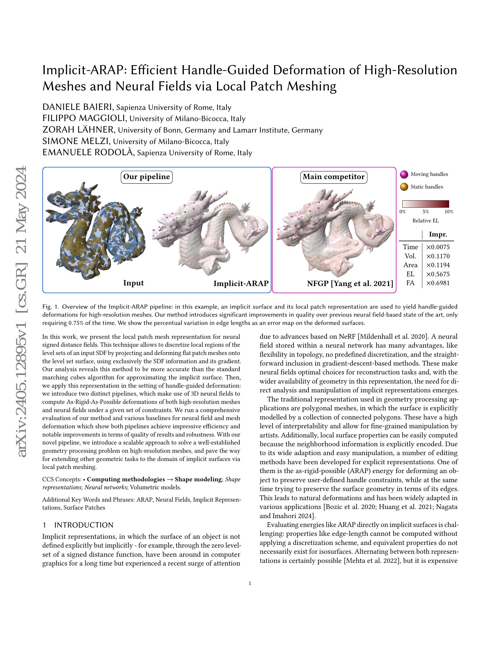 Implicit-ARAP: Efficient Handle-Guided Deformation of High-Resolution Meshes and Neural Fields ...