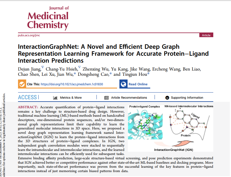 J. Med. Chem. | 一种基于图表示学习的蛋白-配体相互作用打分方法InteractionGraphNet - 智源社区