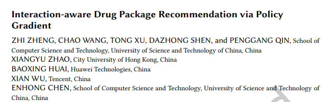 ACM TOIS | 基于策略梯度的药品包生成方法 - 智源社区