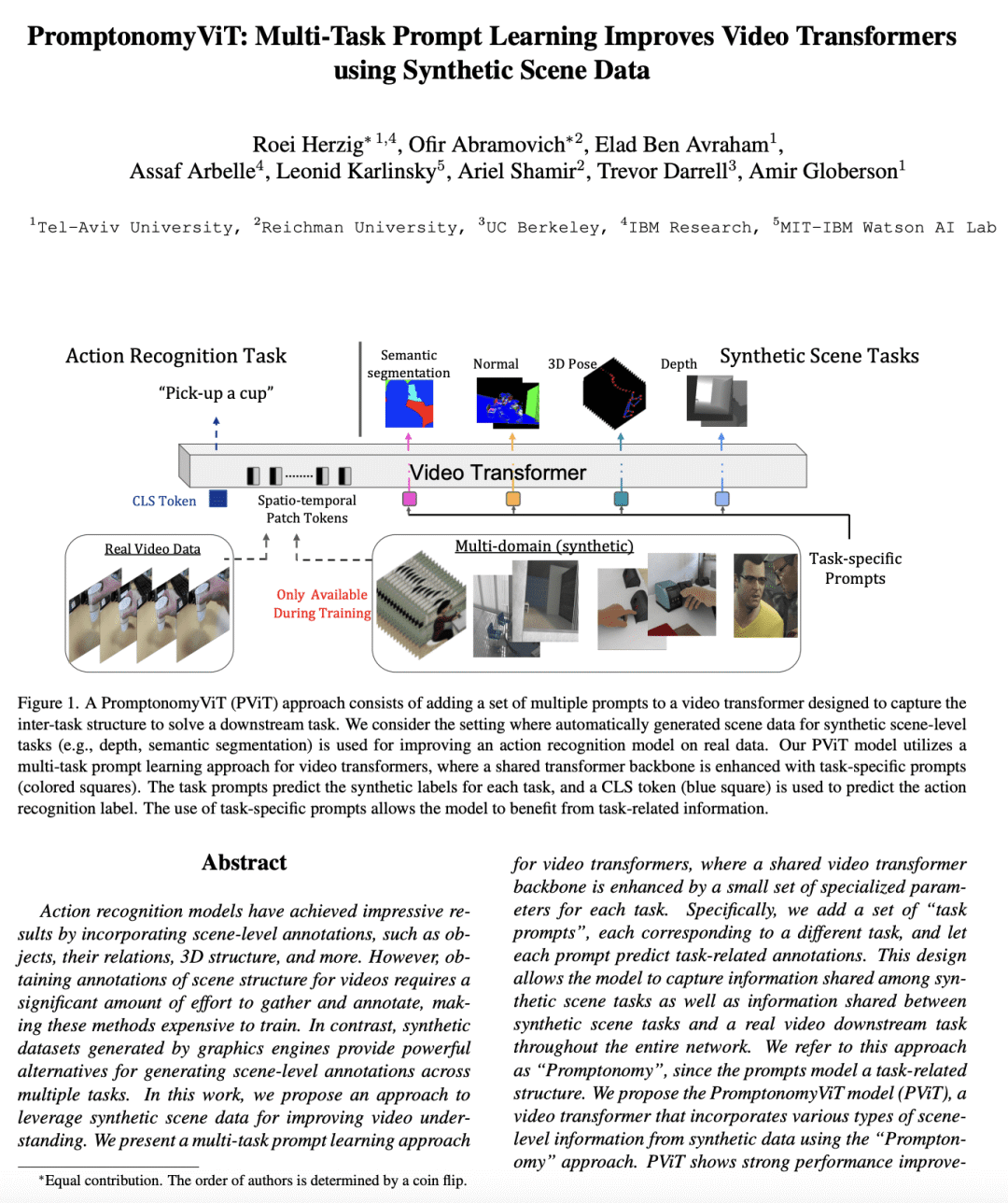 PromptonomyViT：用多任务提示学习改进基于合成场景数据的视频Transformer - 智源社区