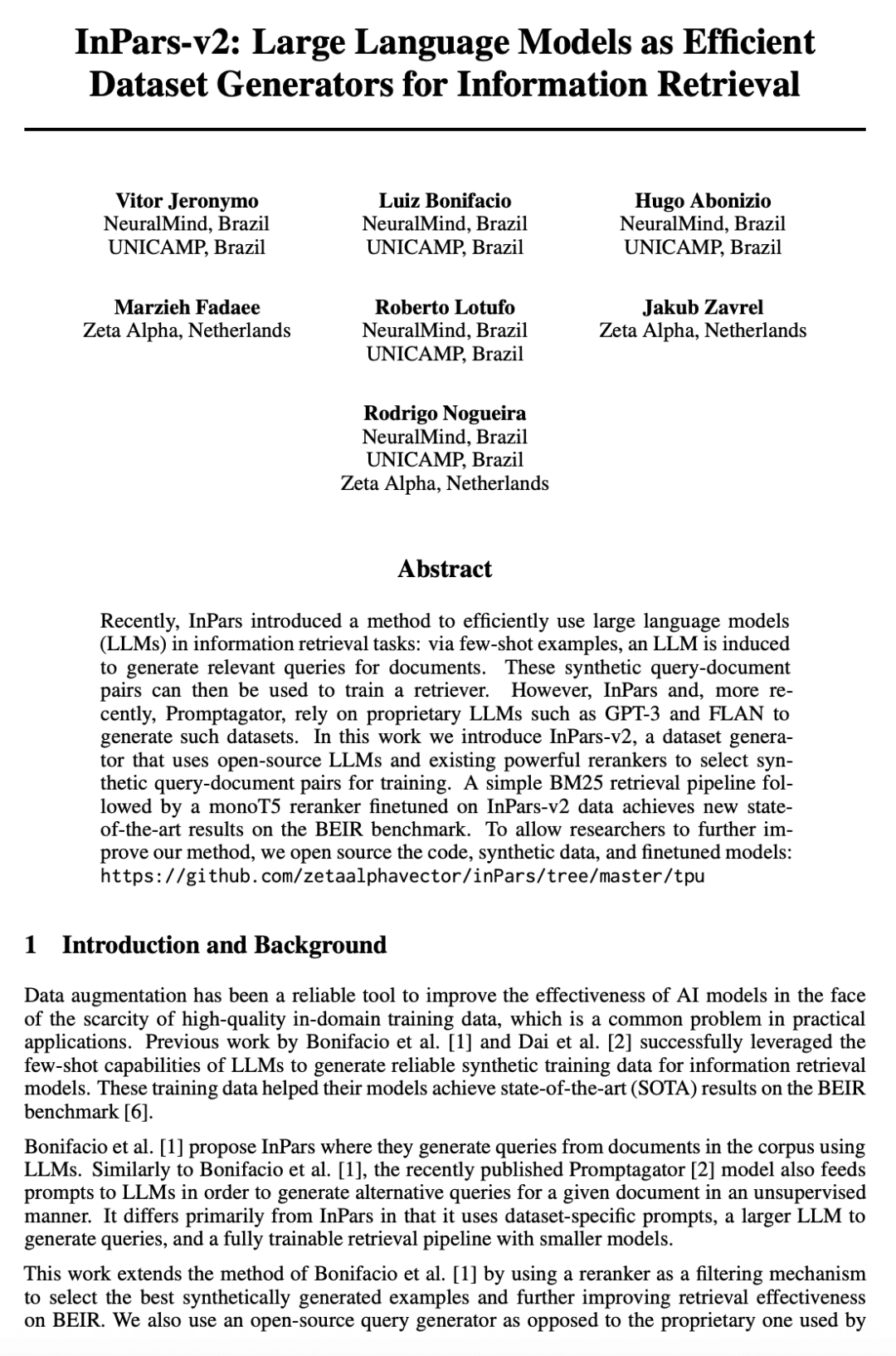 大型语言模型作为信息检索的高效数据集生成器 - 智源社区