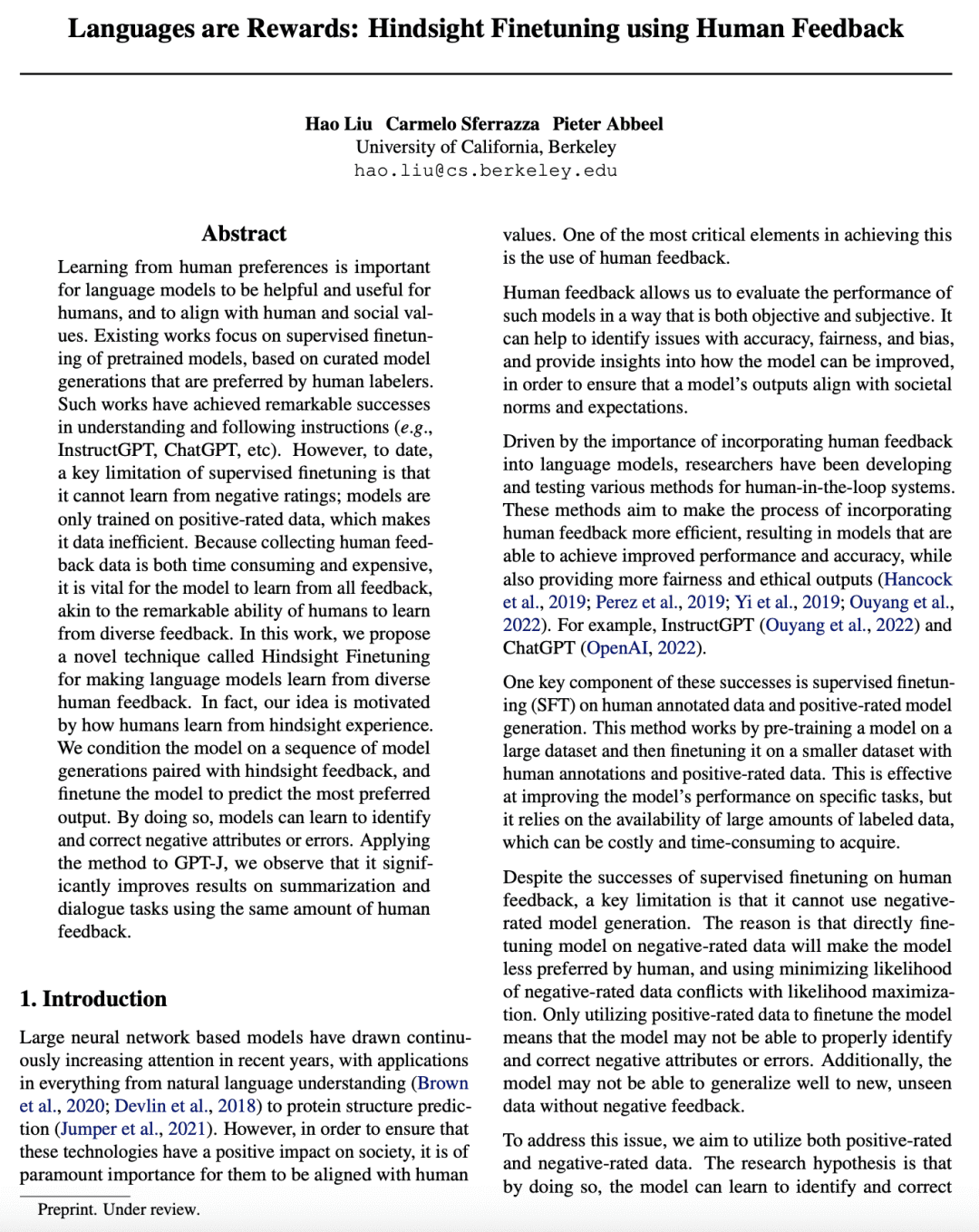 UC Berkeley | 人工反馈的事后微调 - 智源社区