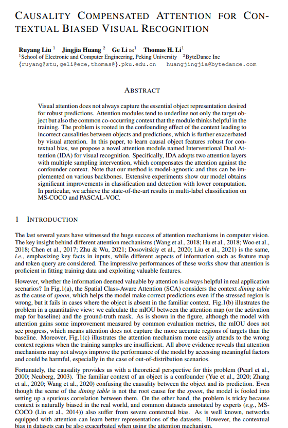 北京大学 | 用于上下文偏见视觉识别的因果补偿注意力 - 智源社区