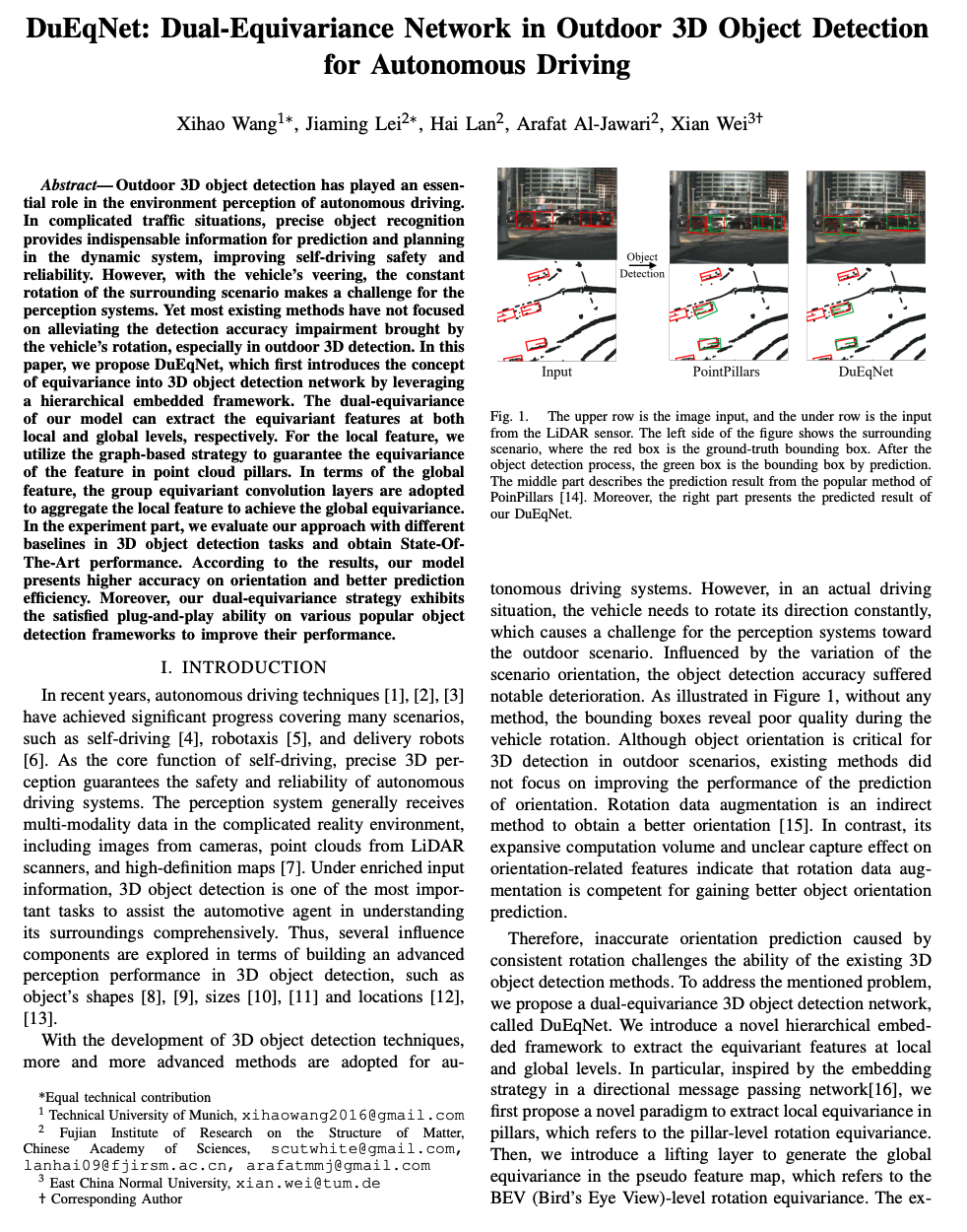 慕尼黑工业大学 | DuEqNet：自动驾驶室外3D物体检测中的双等方差网络 - 智源社区