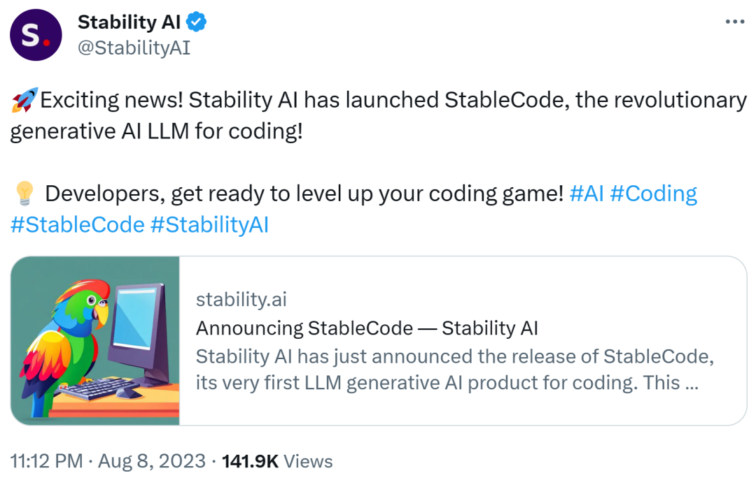 上下文窗口1.6万token、30亿参数，Stability Al代码大模型来了 - 智源社区