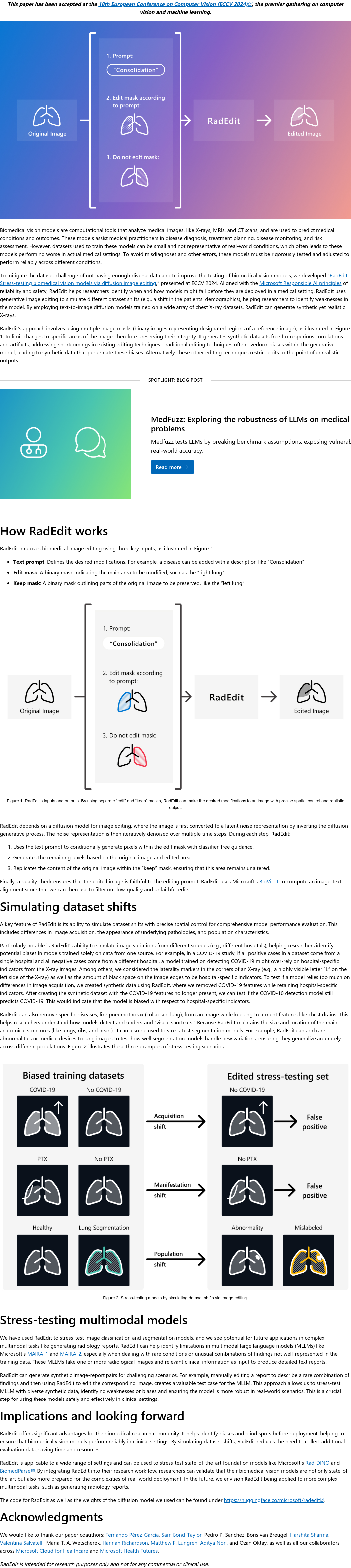 Stress-testing biomedical vision models with RadEdit: A synthetic data ...
