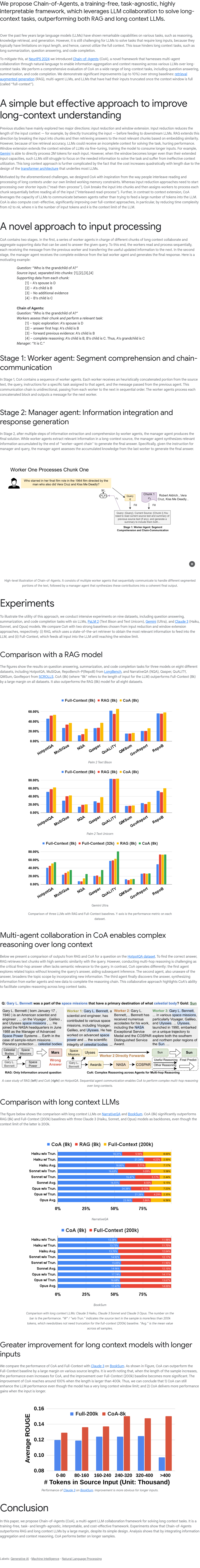 Chain of Agents: Large language models collaborating on long-context tasks - 智源社区